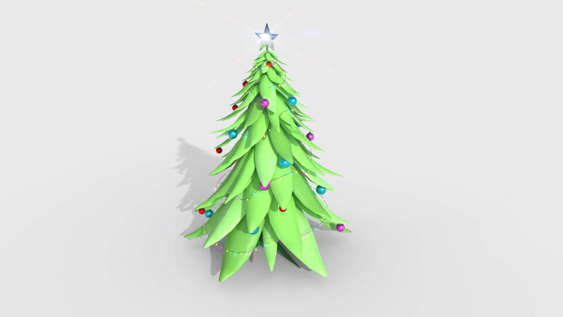 Cartoon Christmas Tree 06 - Colored Light 3D Model by gsommer