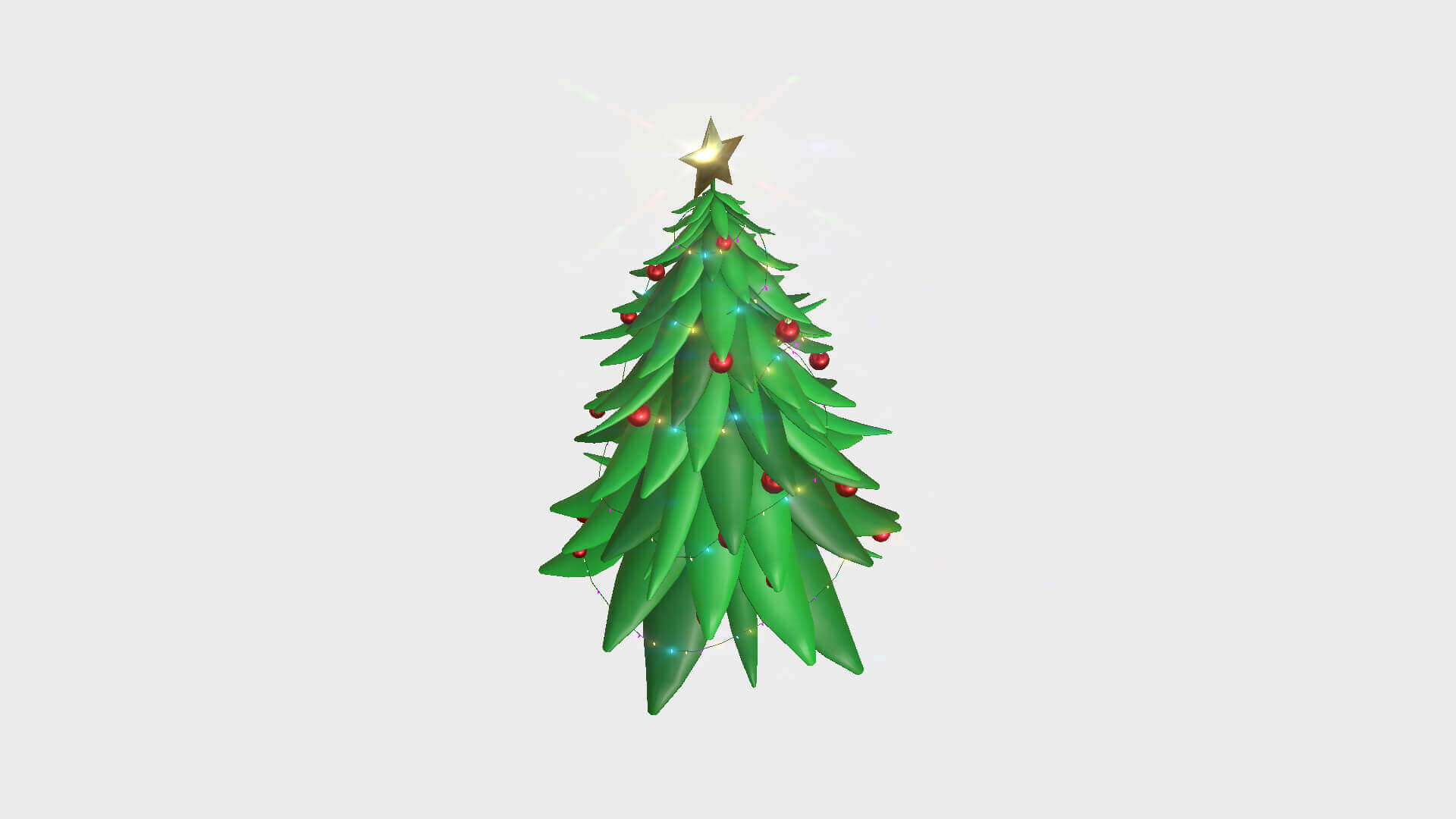 Cartoon Christmas Tree 07 - Red Dark 3D Model by gsommer