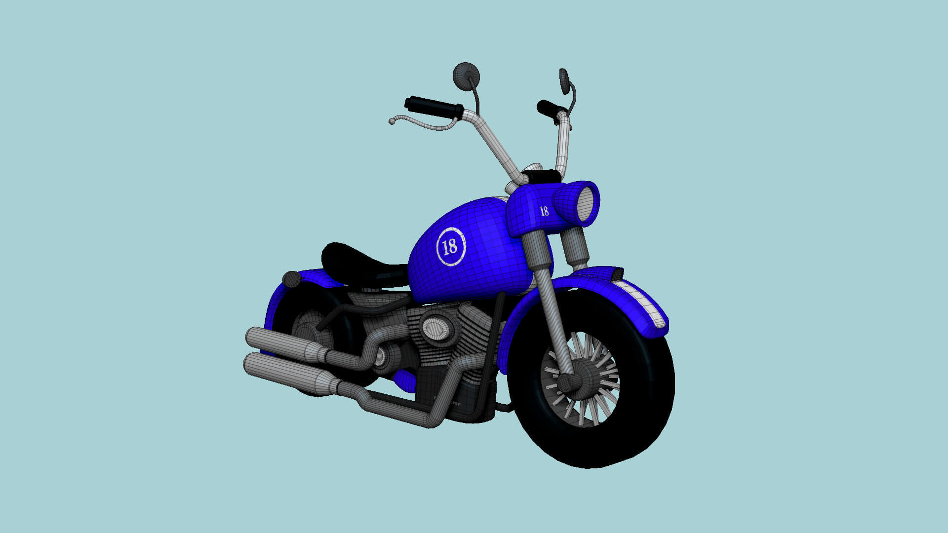 Cartoon Motorcycle Model A 02 - Blue by gsommer