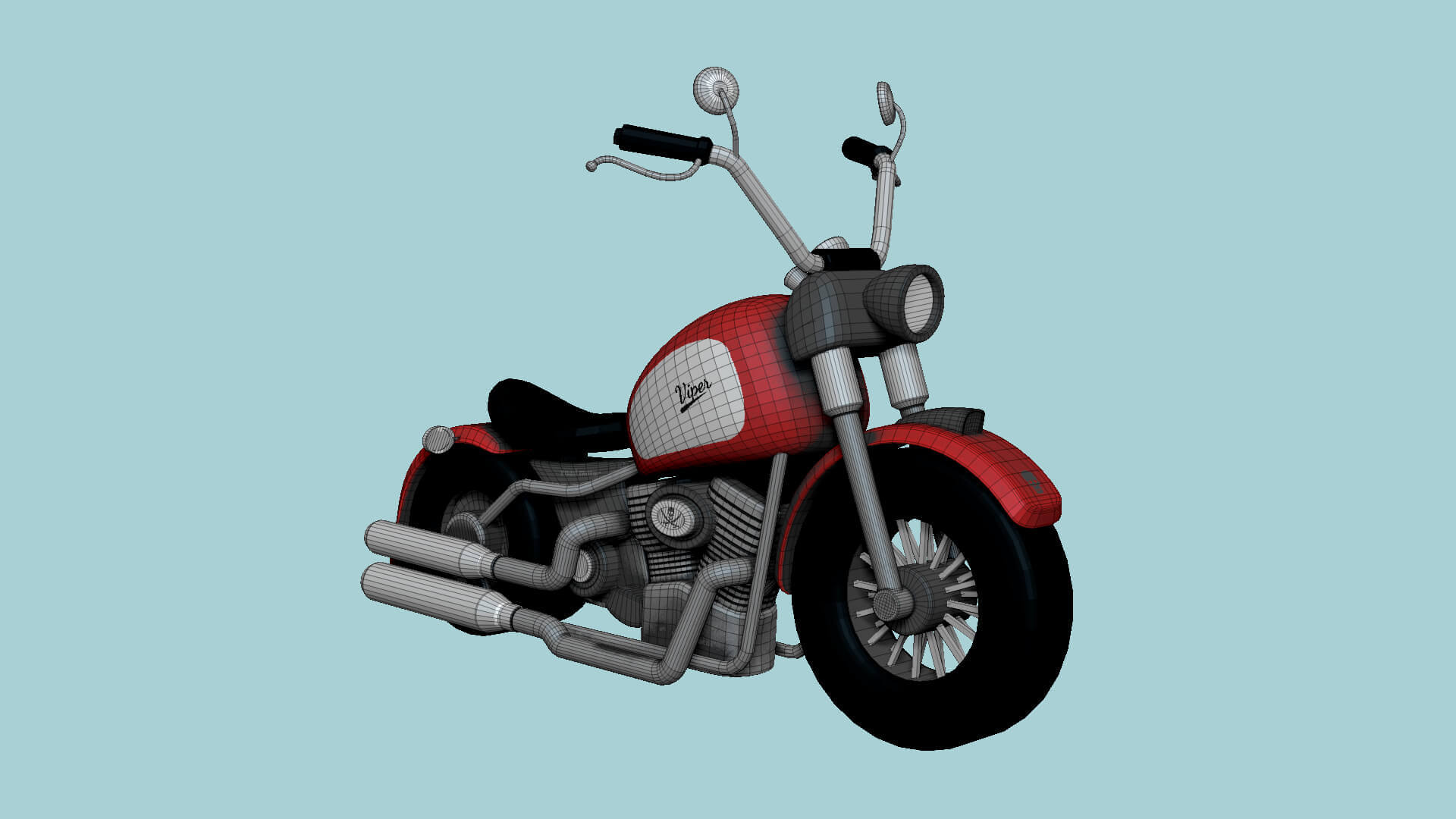 Cartoon Motorcycle Model A 12 - Red and White by gsommer