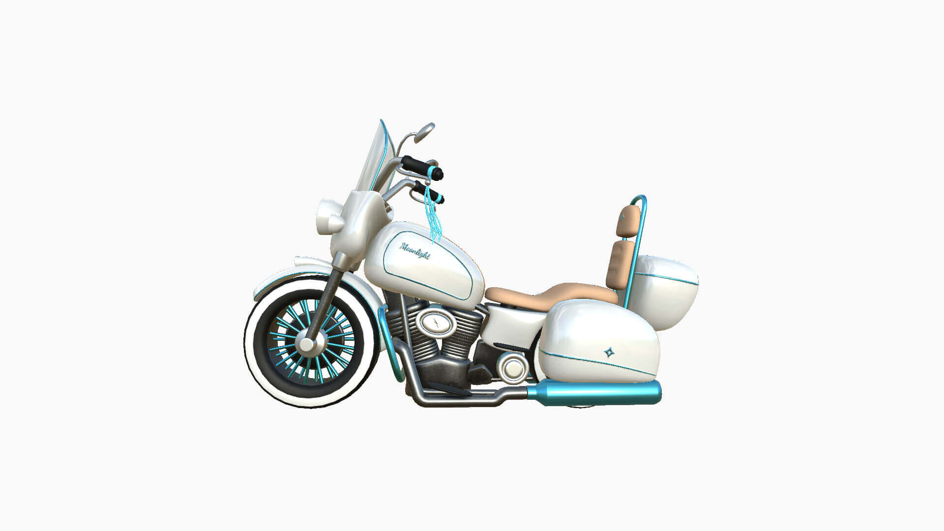 Cartoon Motorcycle Model B 04 - White and Blue by gsommer