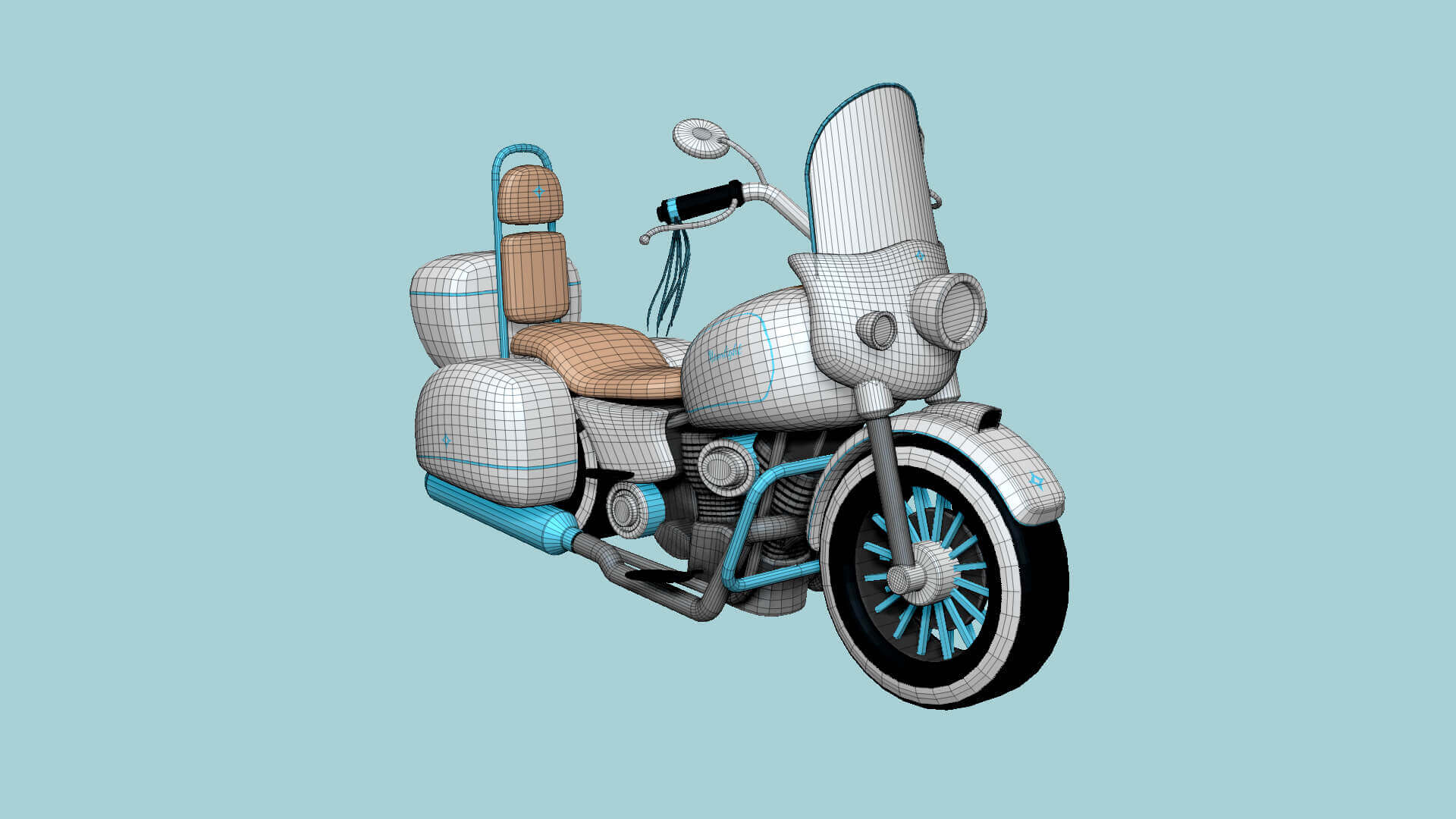 Cartoon Motorcycle Model B 04 - White and Blue by gsommer