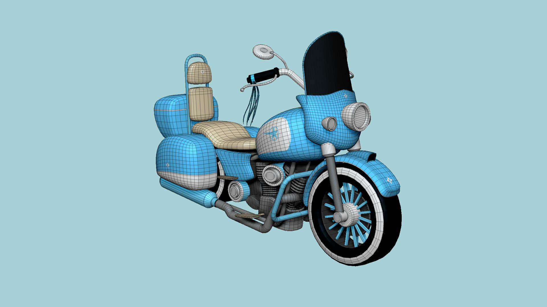 Cartoon Motorcycle Model B 08 - Blue and White by gsommer