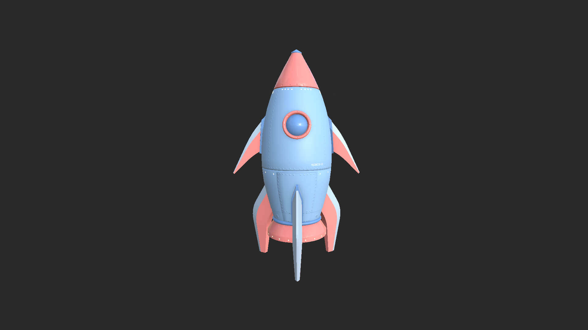Cartoon Spaceship 03 - Blue and Pink 3D Model by gsommer