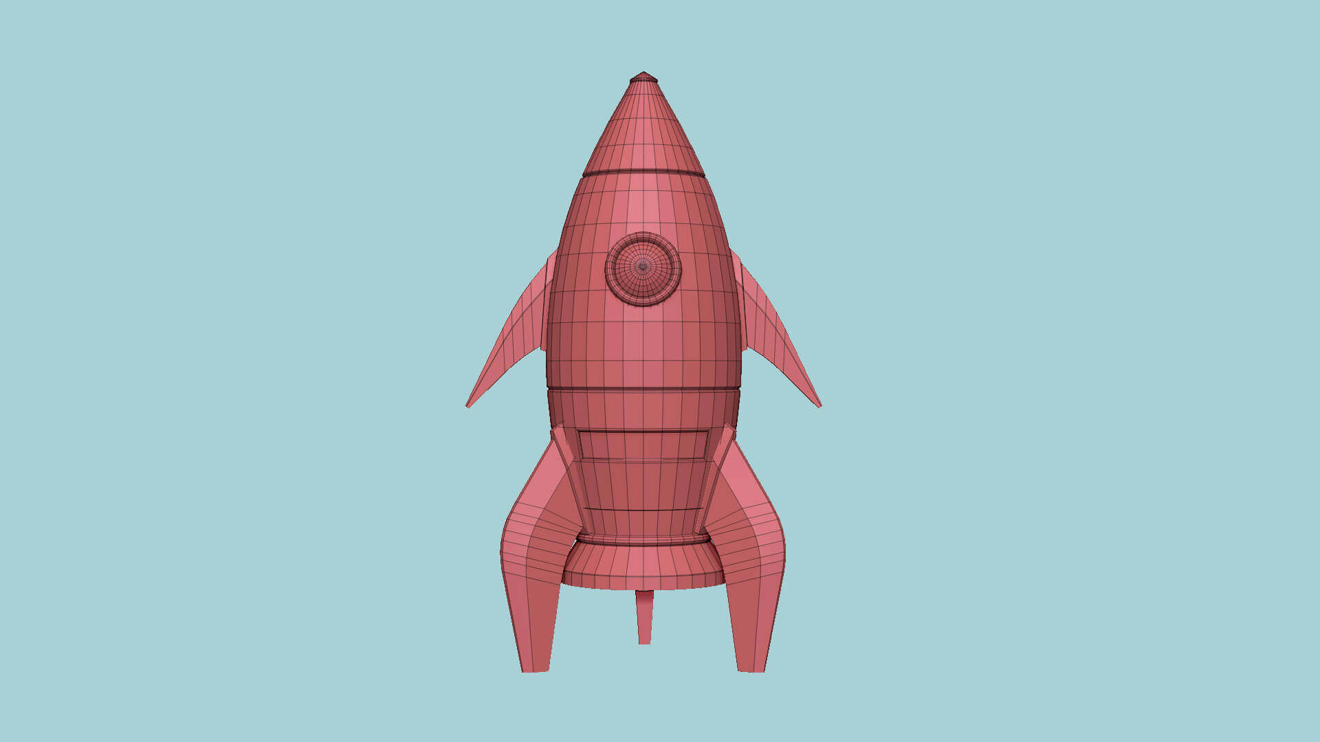 Cartoon Spaceship 03 - Blue and Pink 3D Model by gsommer