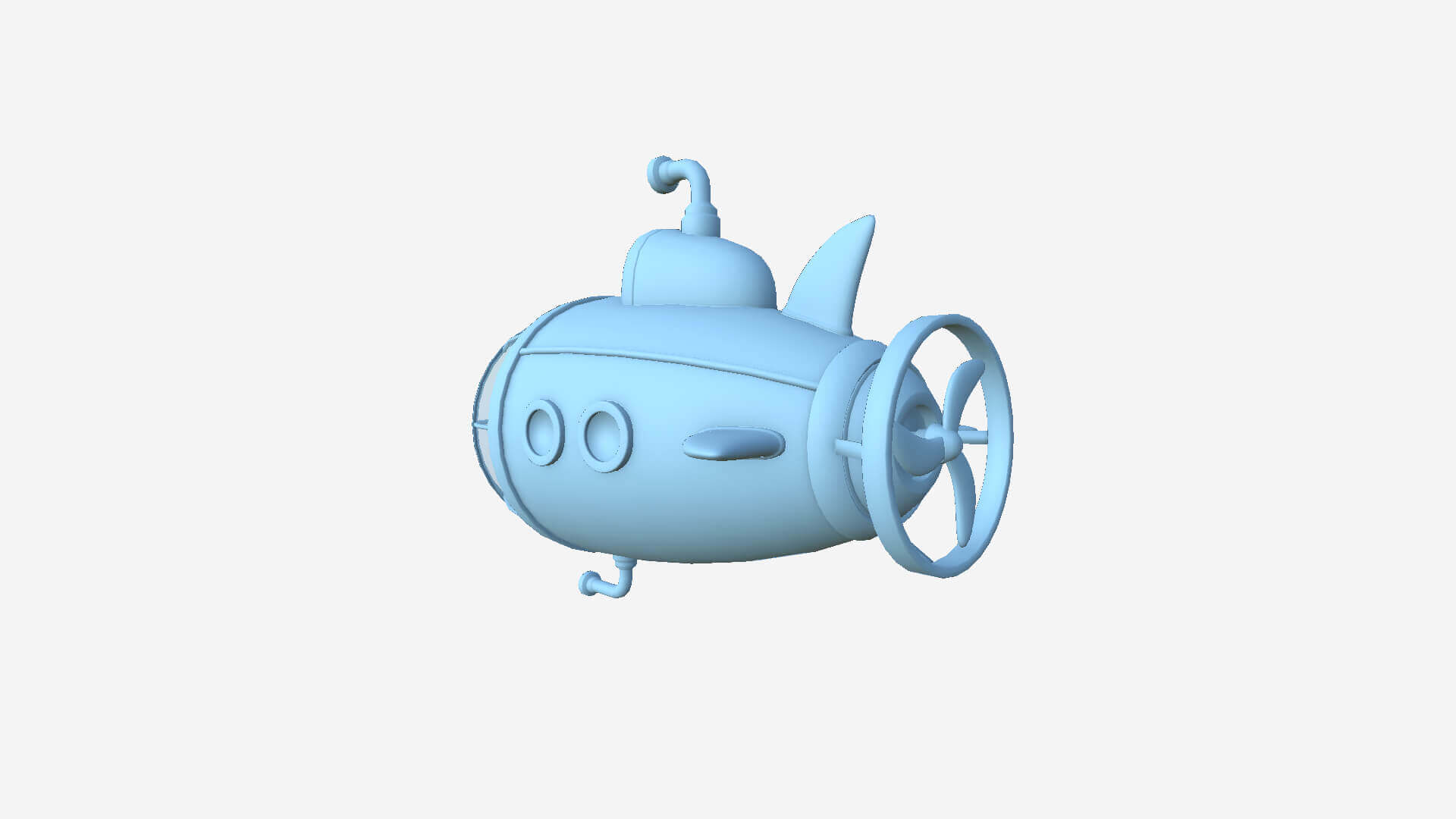 Cartoon Submarine 10 - White and Blue 3D Model by gsommer