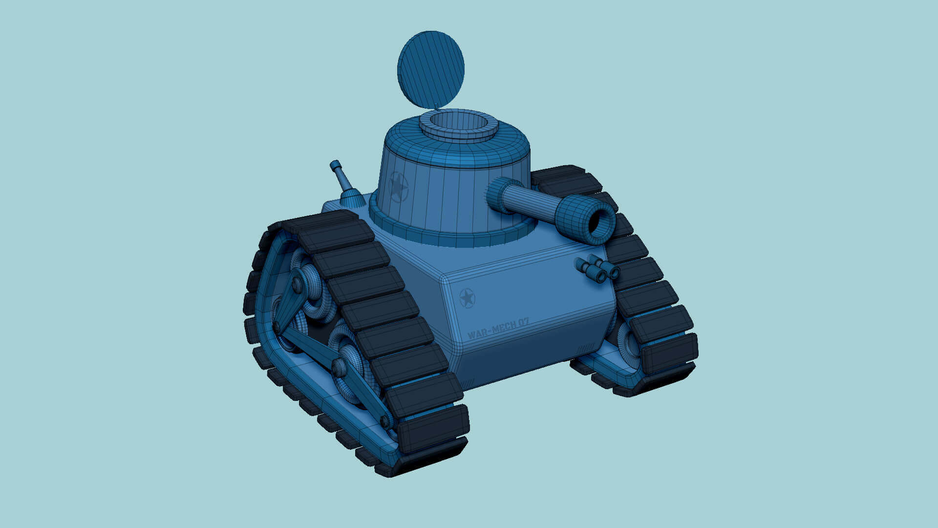 Cartoon Tank 04 - Blue 3D Model by gsommer
