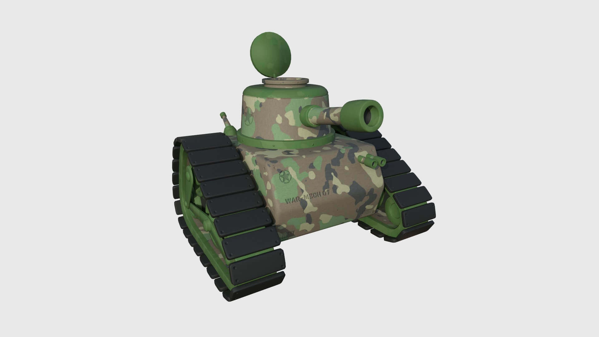 Cartoon Tank 05 - Green Camo 3D Model by gsommer