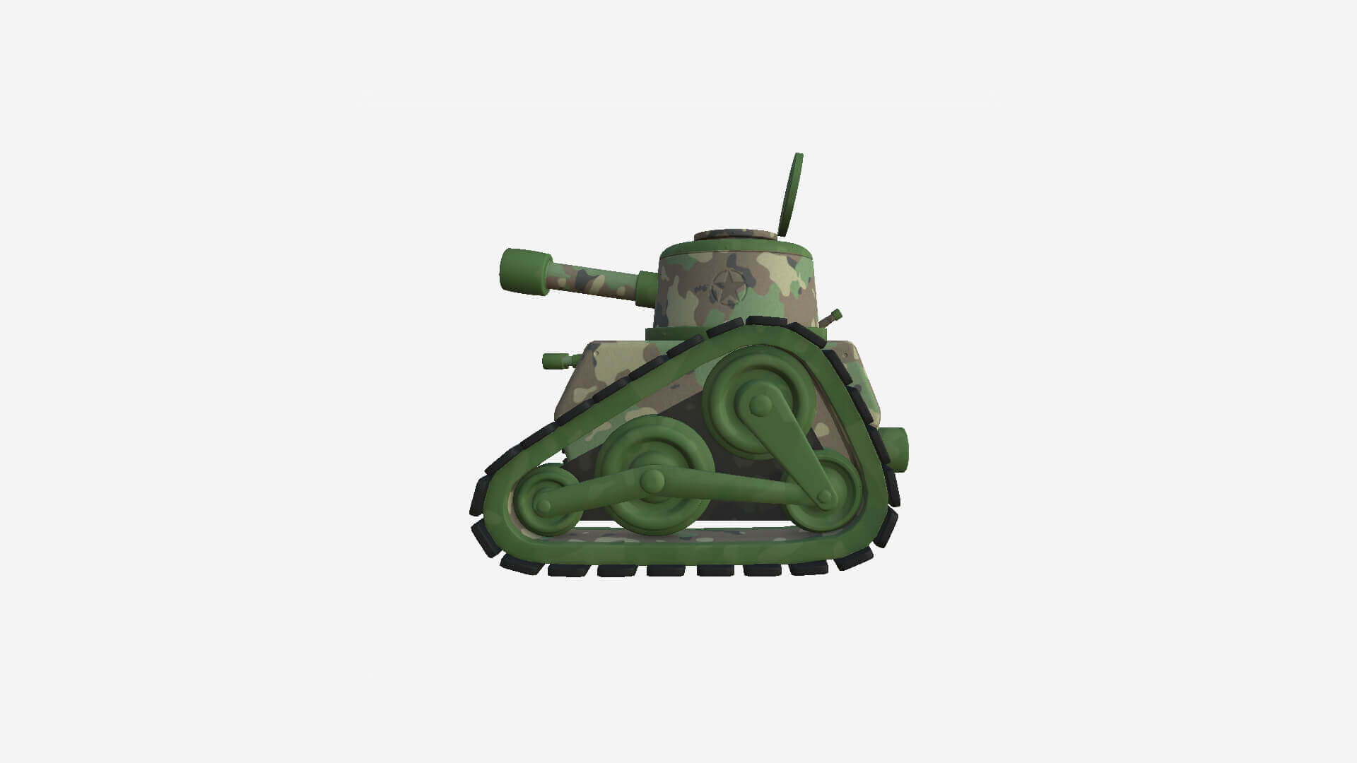 Cartoon Tank 05 - Green Camo 3D Model by gsommer
