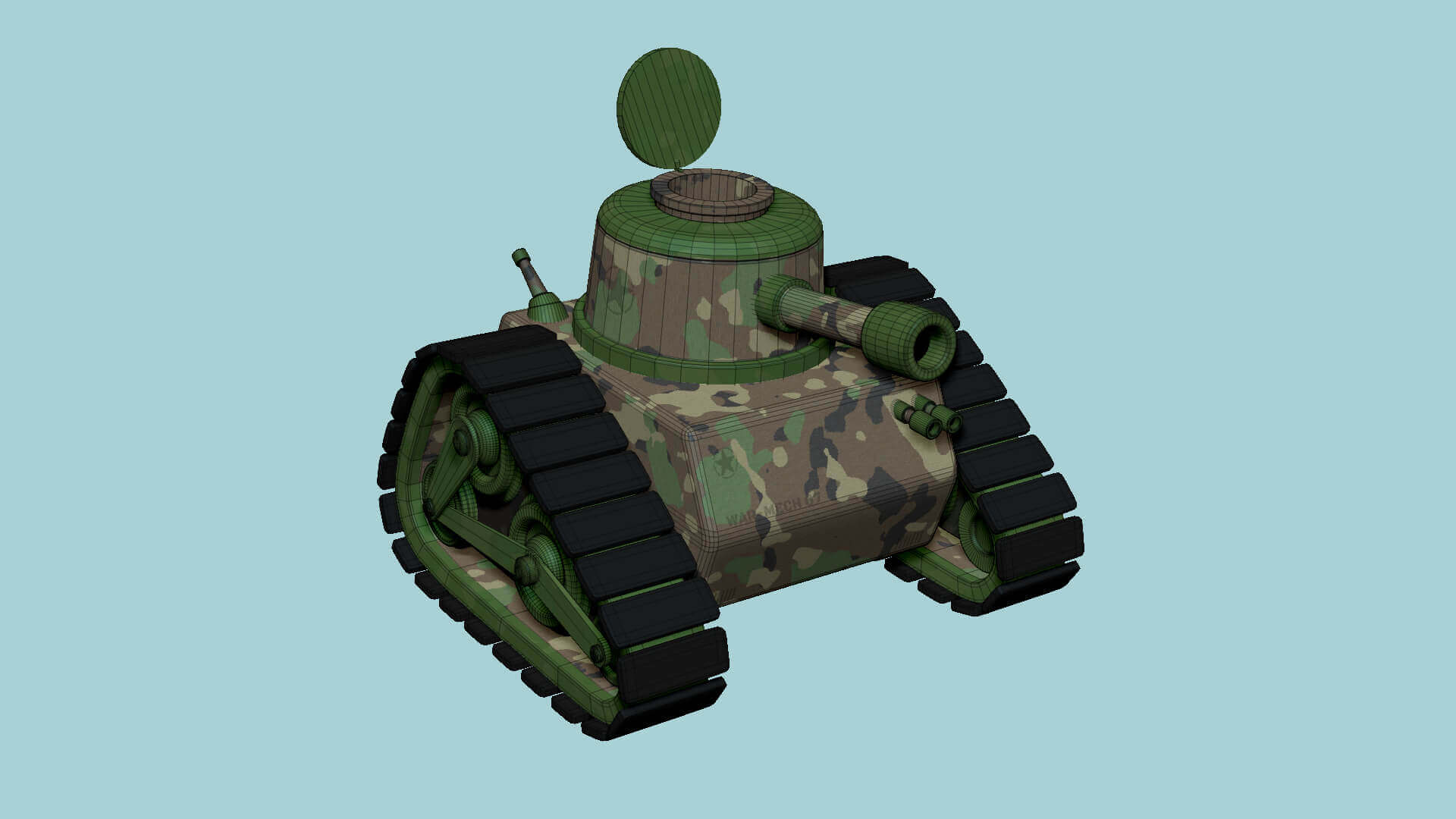 Cartoon Tank 05 - Green Camo 3D Model by gsommer