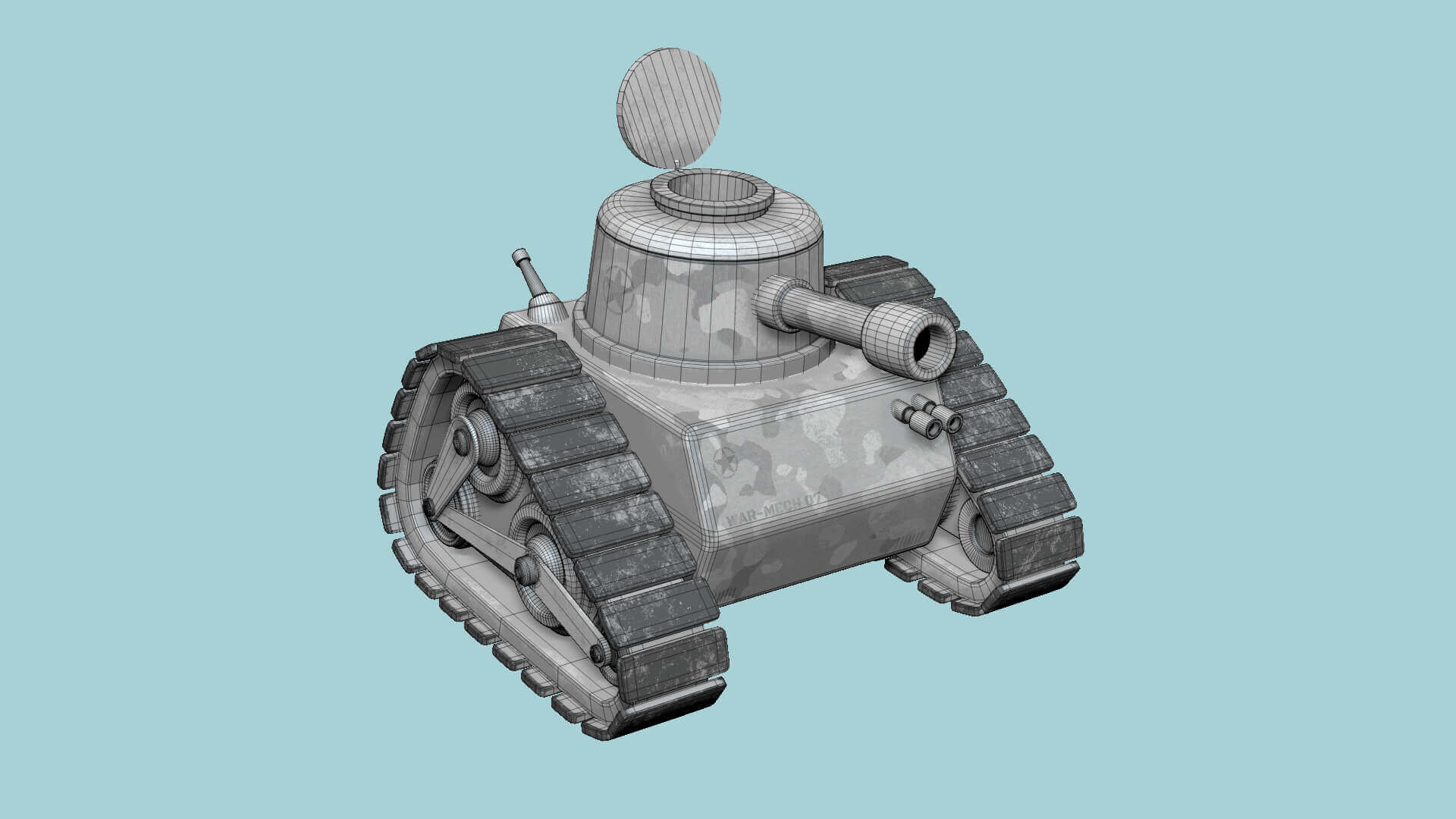 Cartoon Tank 07 - Snow Camo 3D Model by gsommer