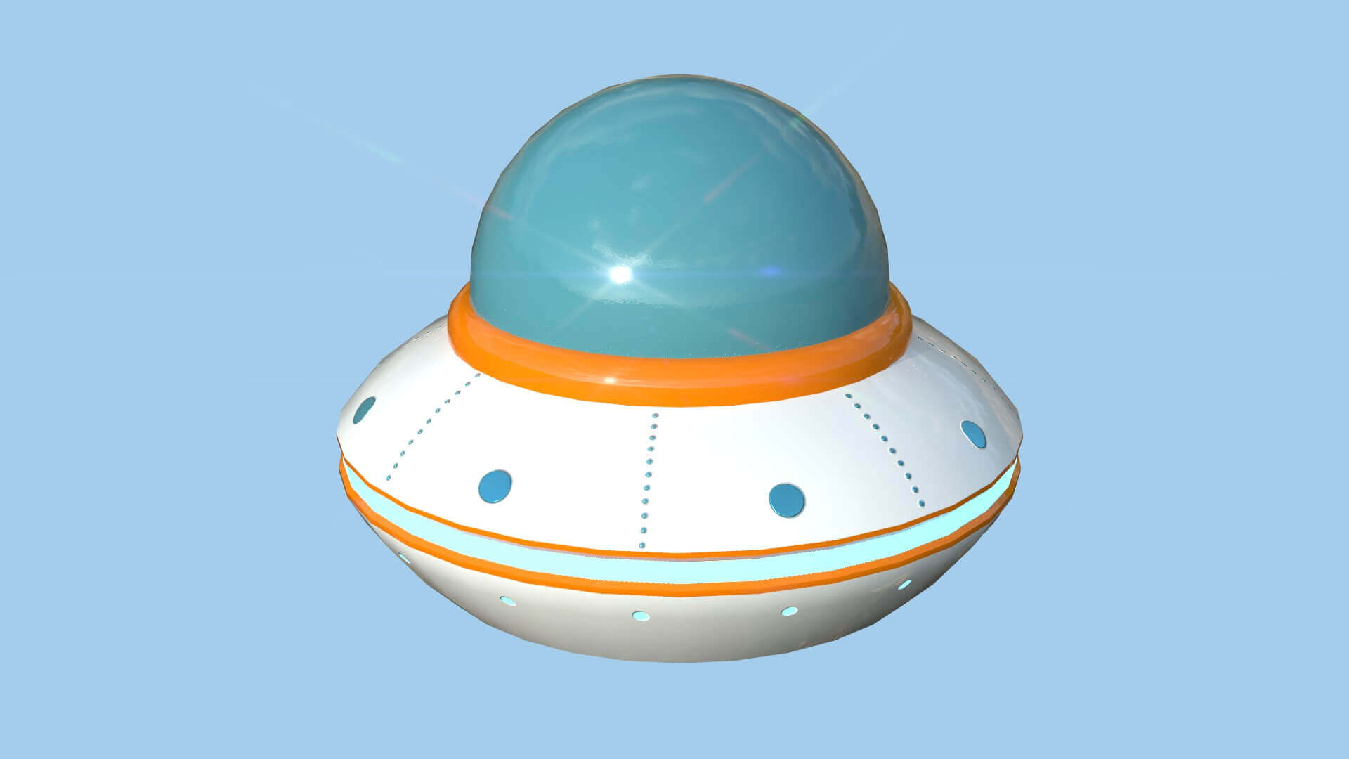 Cartoon UFO 01 - White and Orange 3D Model by gsommer