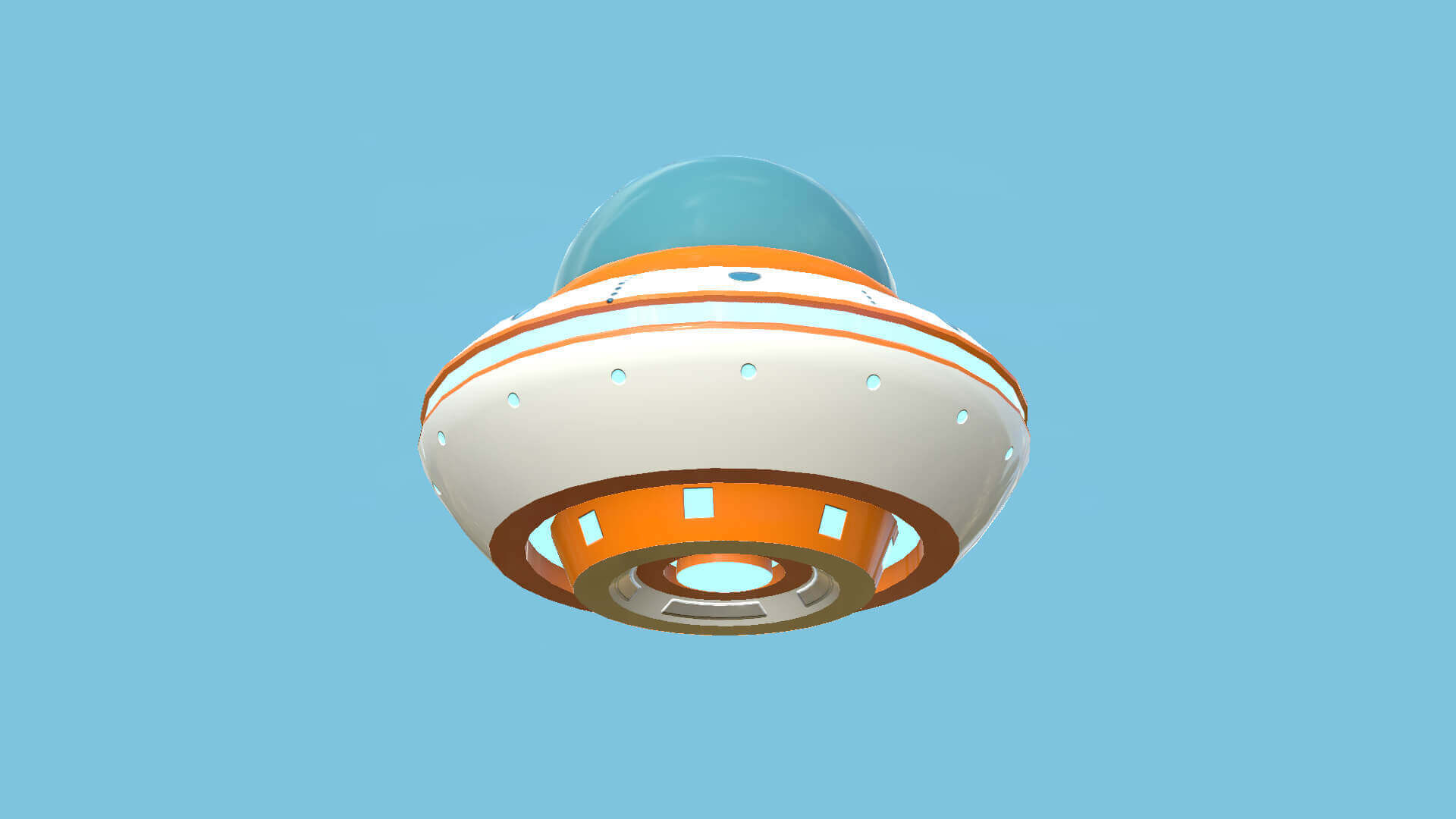 Cartoon UFO 01 - White and Orange 3D Model by gsommer