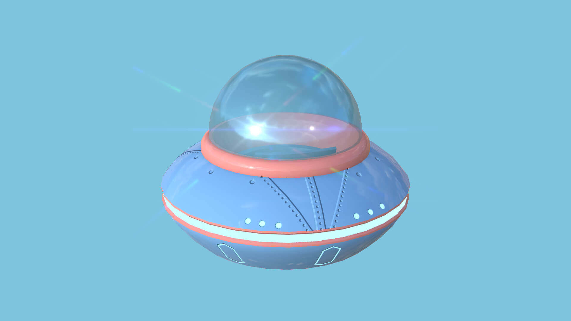 Cartoon UFO 03 - Blue and Pink 3D Model by gsommer