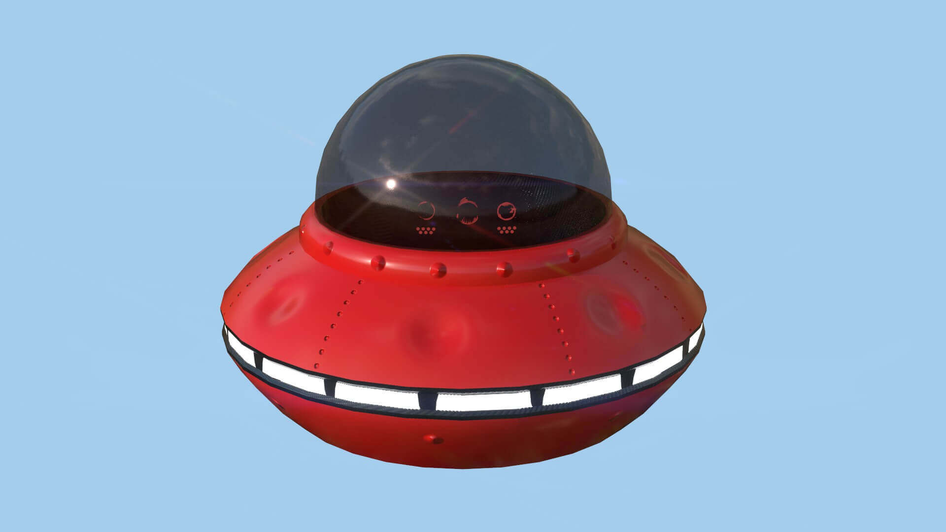 Cartoon UFO 08 - Red and Black 3D Model by gsommer