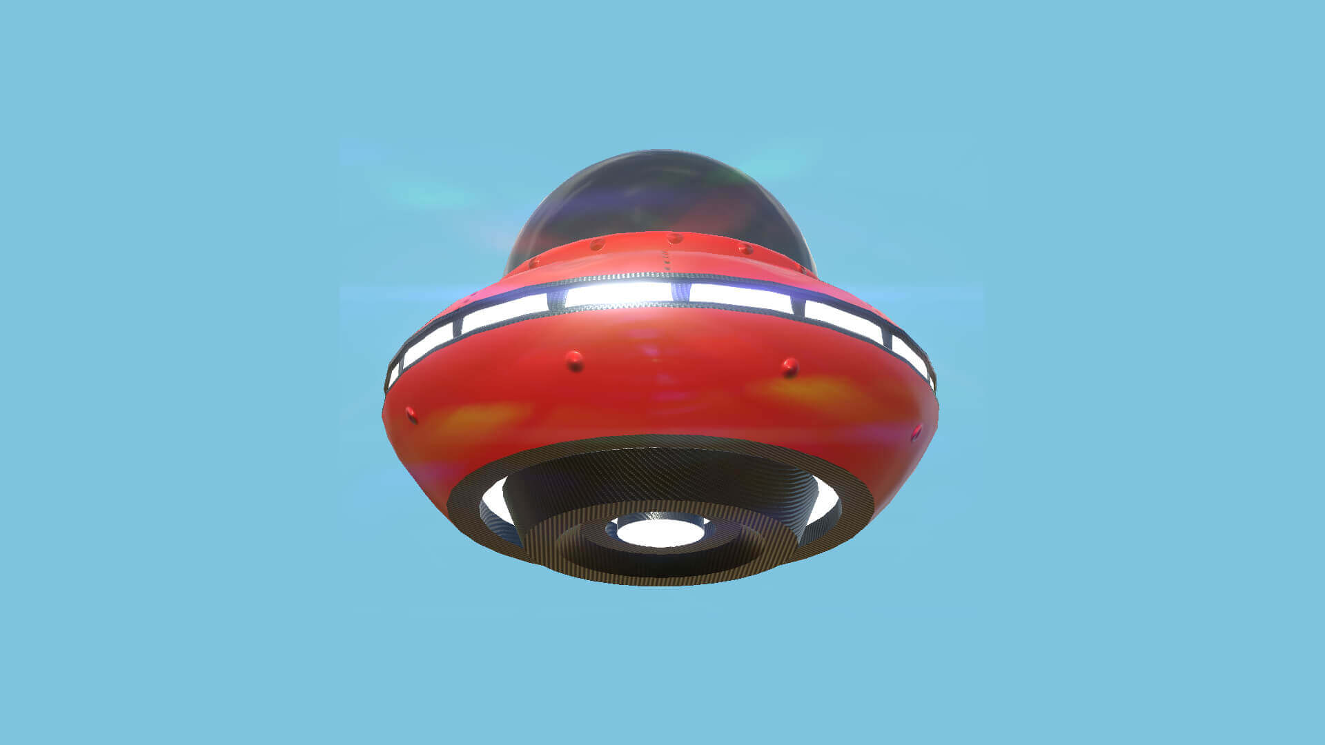 Cartoon UFO 08 - Red and Black 3D Model by gsommer