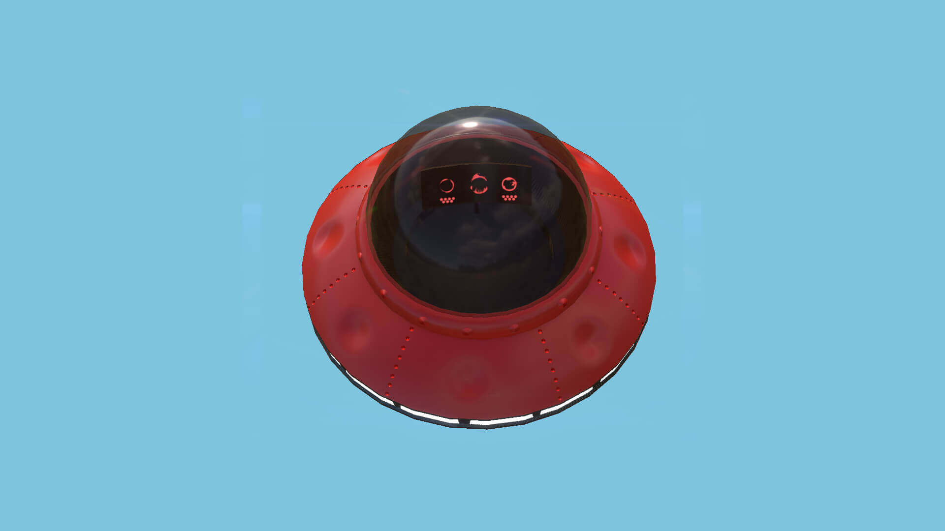Cartoon UFO 08 - Red and Black 3D Model by gsommer