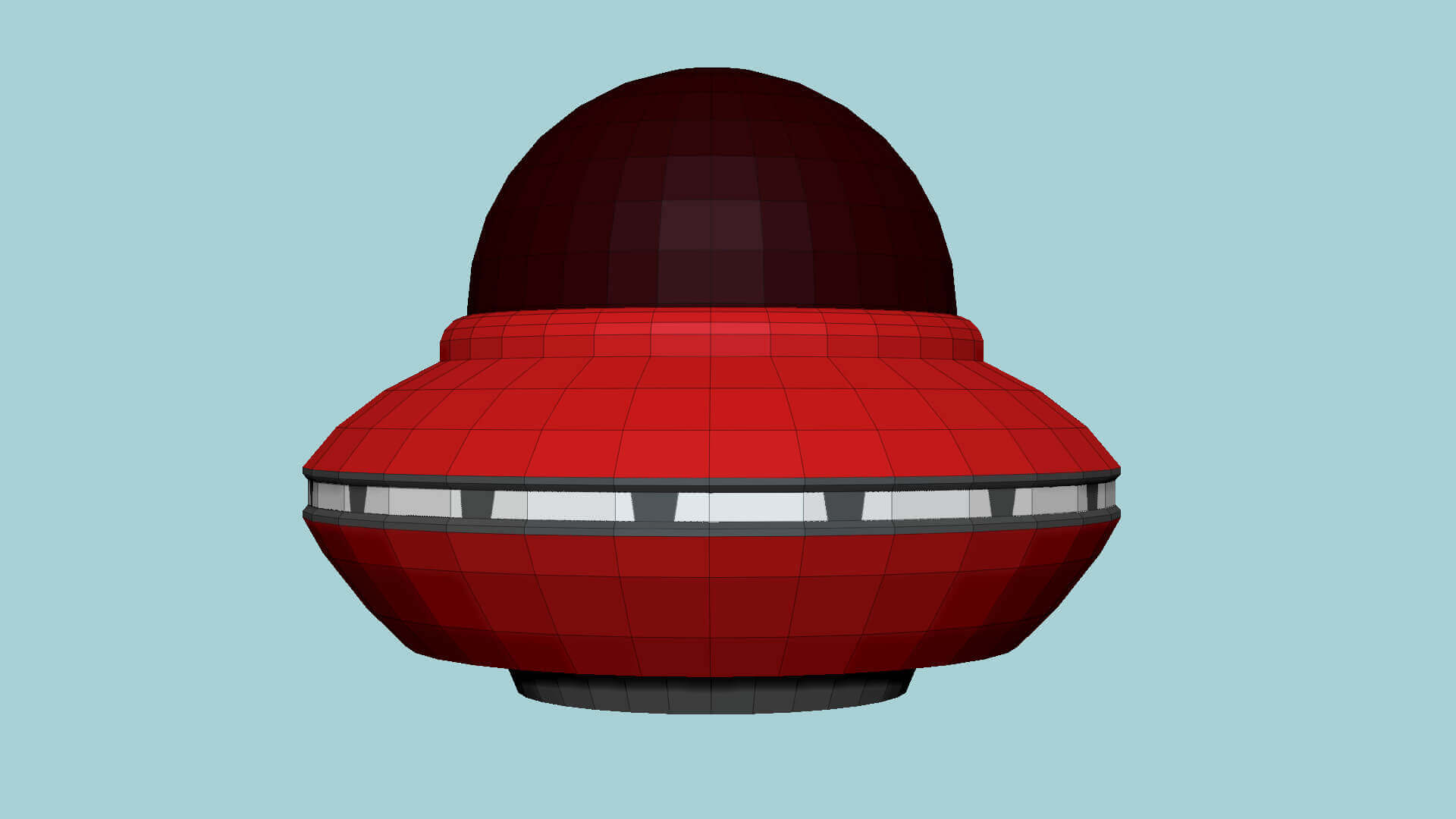Cartoon UFO 08 - Red and Black 3D Model by gsommer