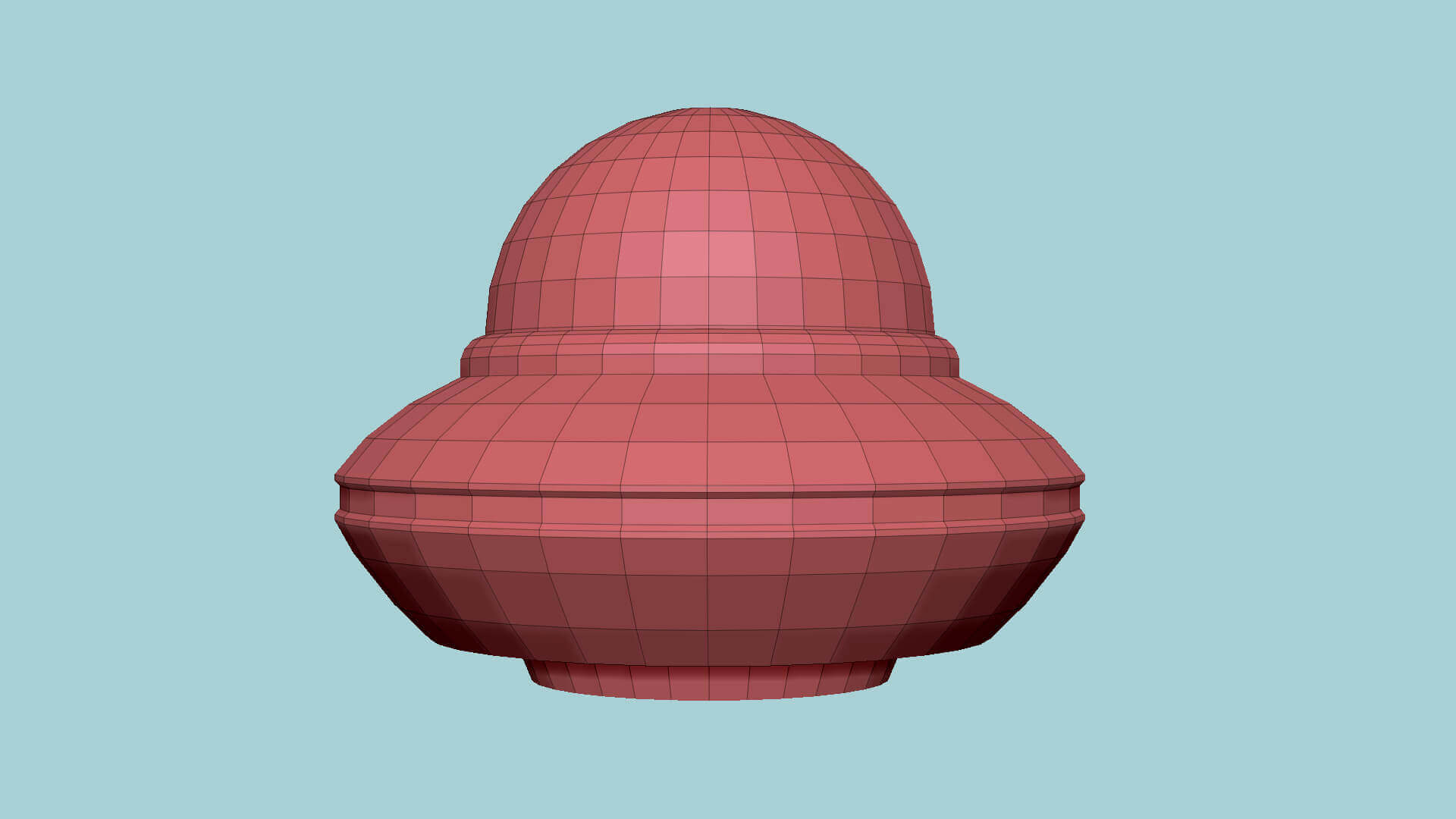 Cartoon UFO 08 - Red and Black 3D Model by gsommer