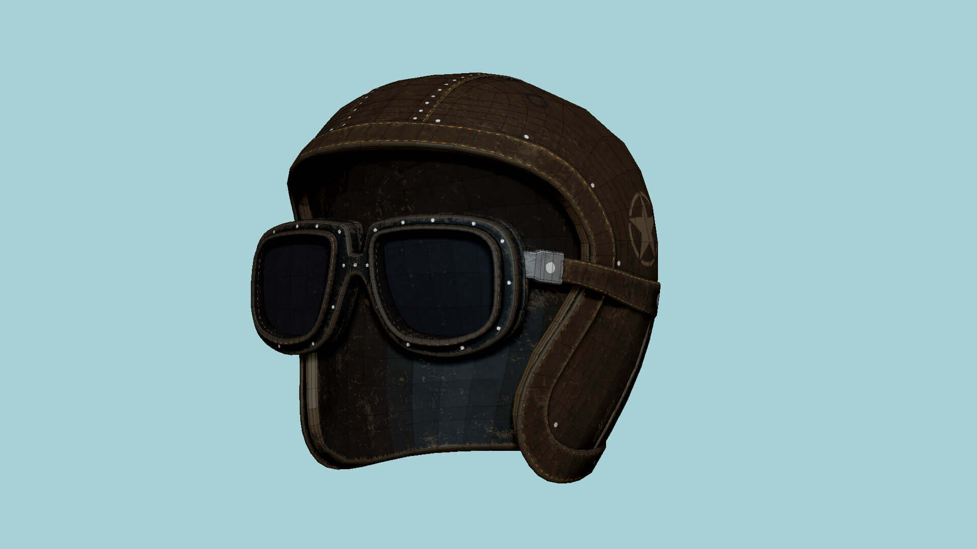Classic Biker Helmet 01 - Rust Leather 3D Model by gsommer