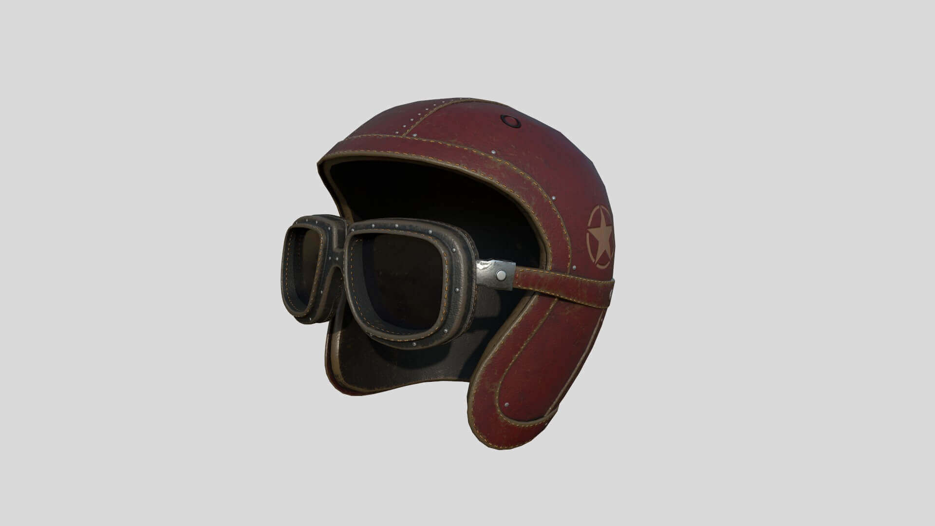 Classic Biker Helmet 08 - Red Leather 3D Model by gsommer