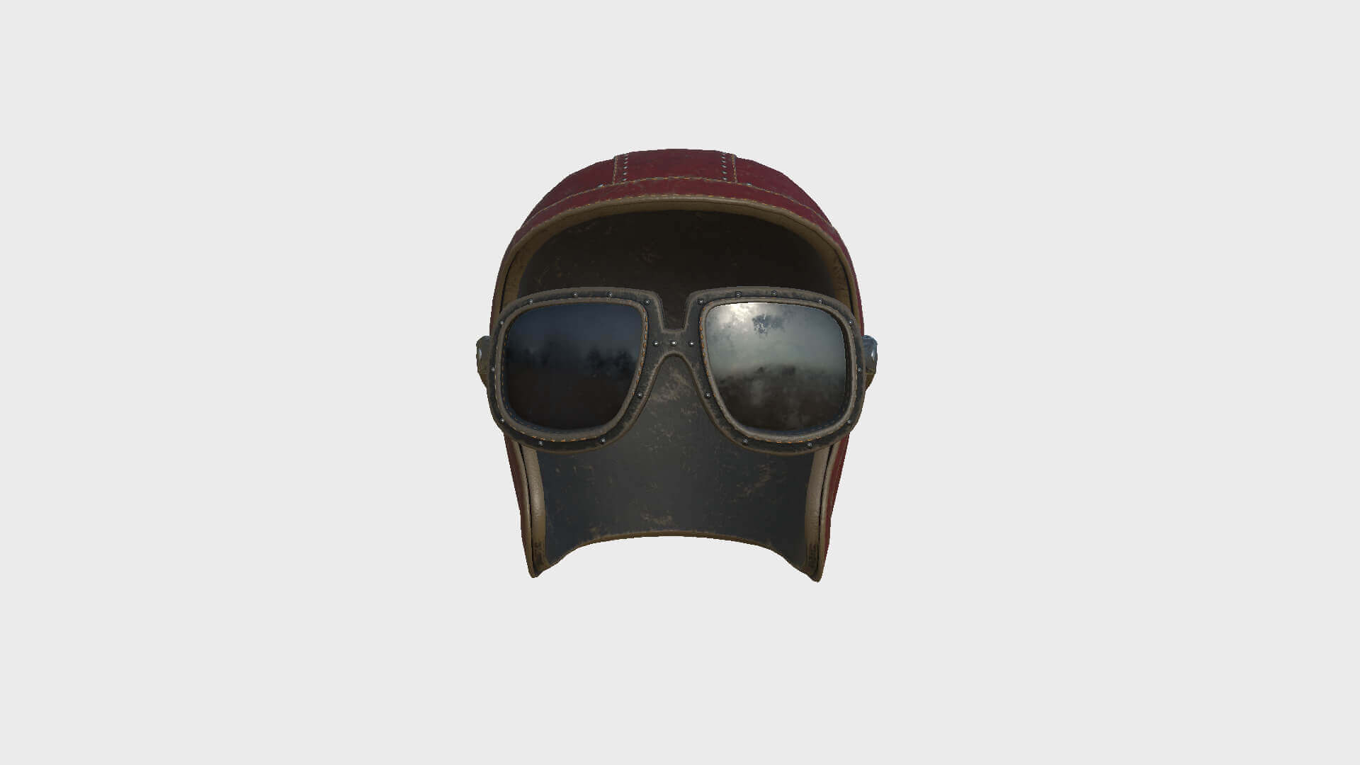 Classic Biker Helmet 08 - Red Leather 3D Model by gsommer