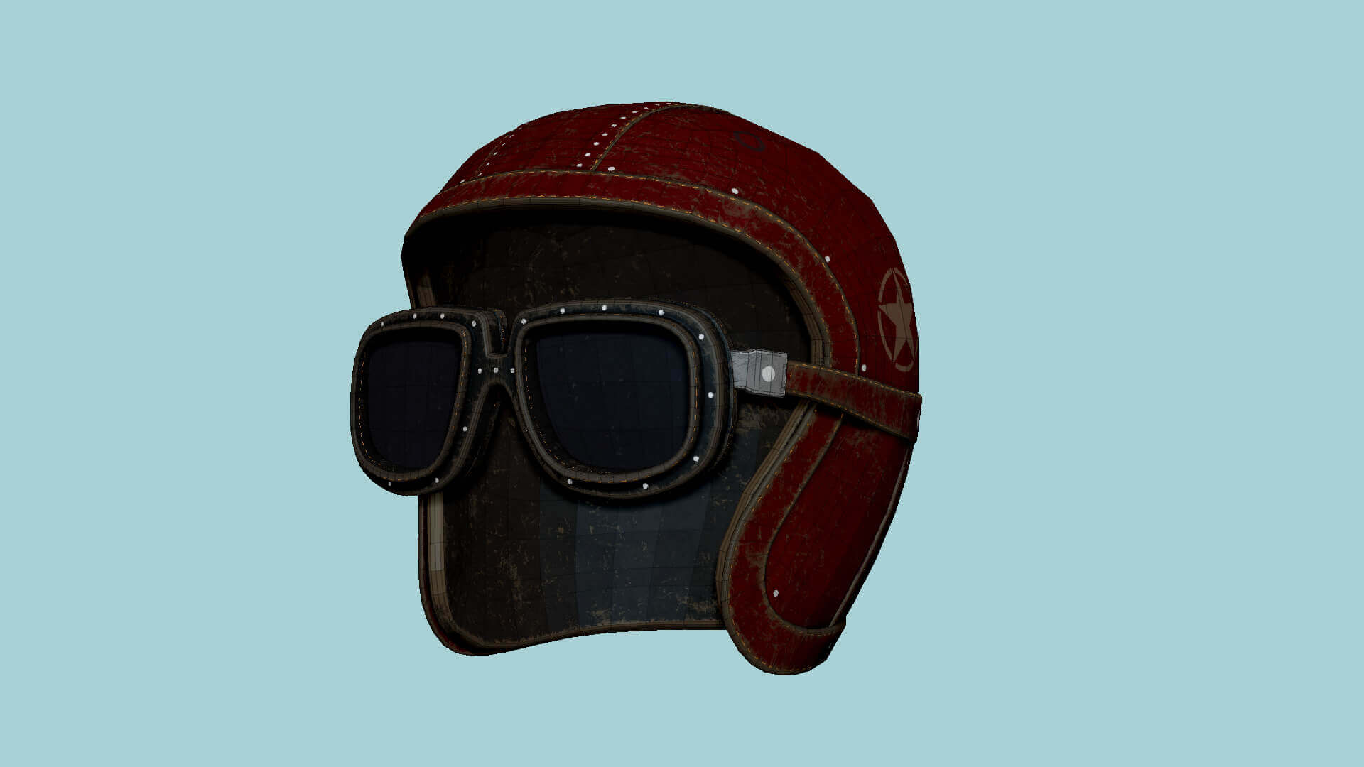 Classic Biker Helmet 08 - Red Leather 3D Model by gsommer