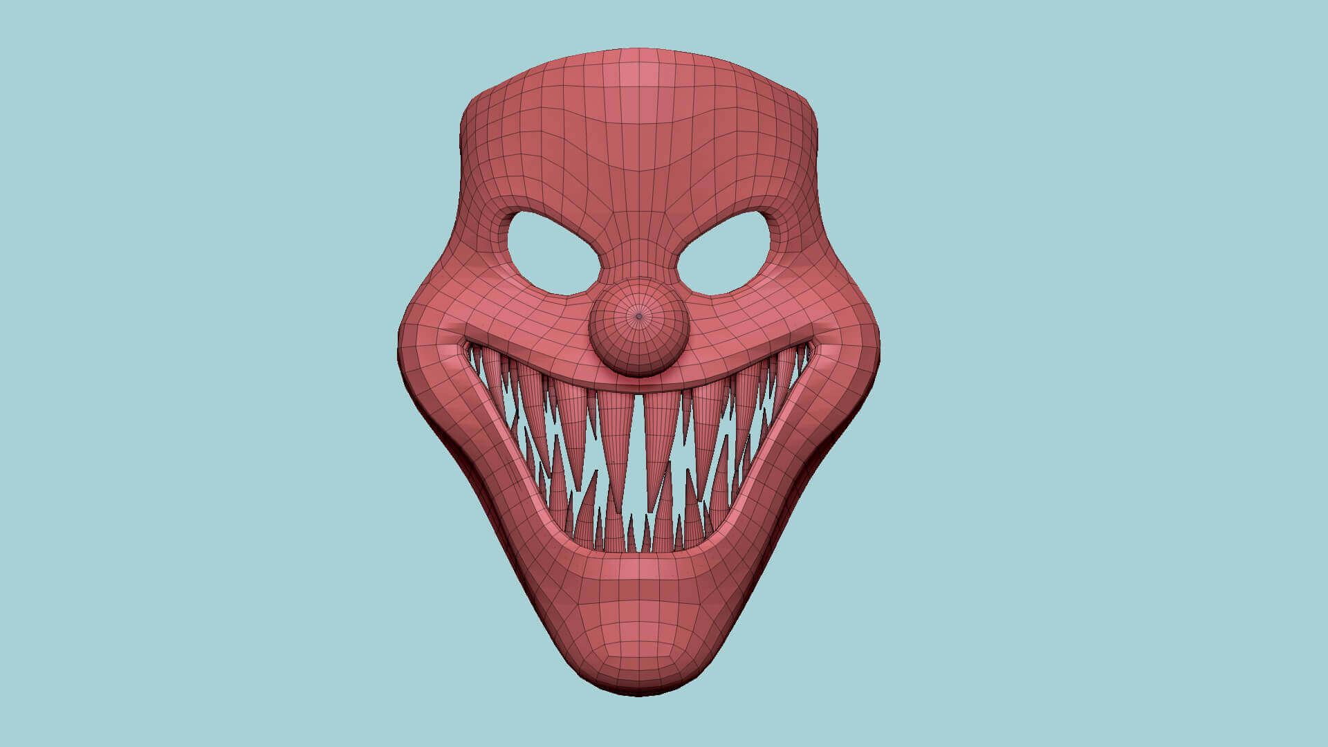 Clown Terror Mask 02 - Red and Blue 3D Model by gsommer