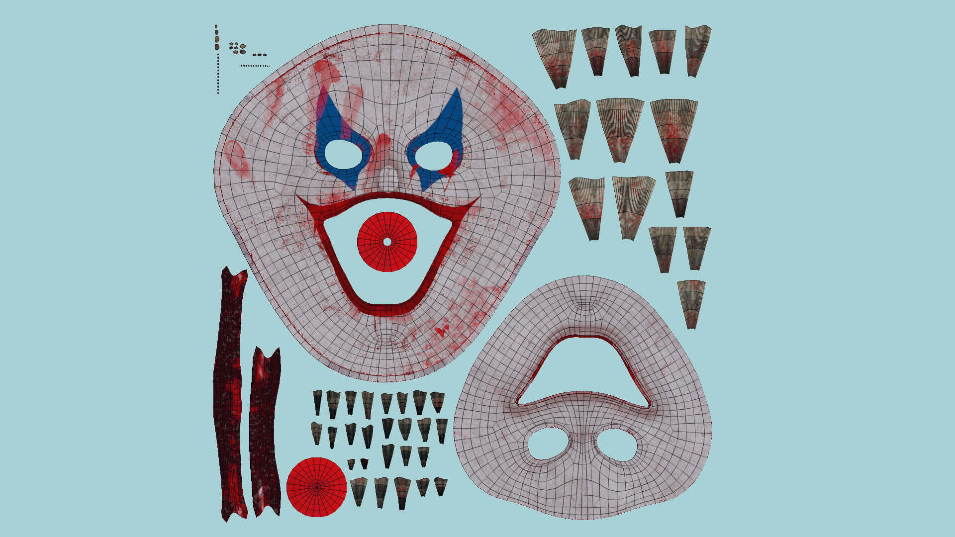 Clown Terror Mask 04 - Red Blood 3D Model by gsommer