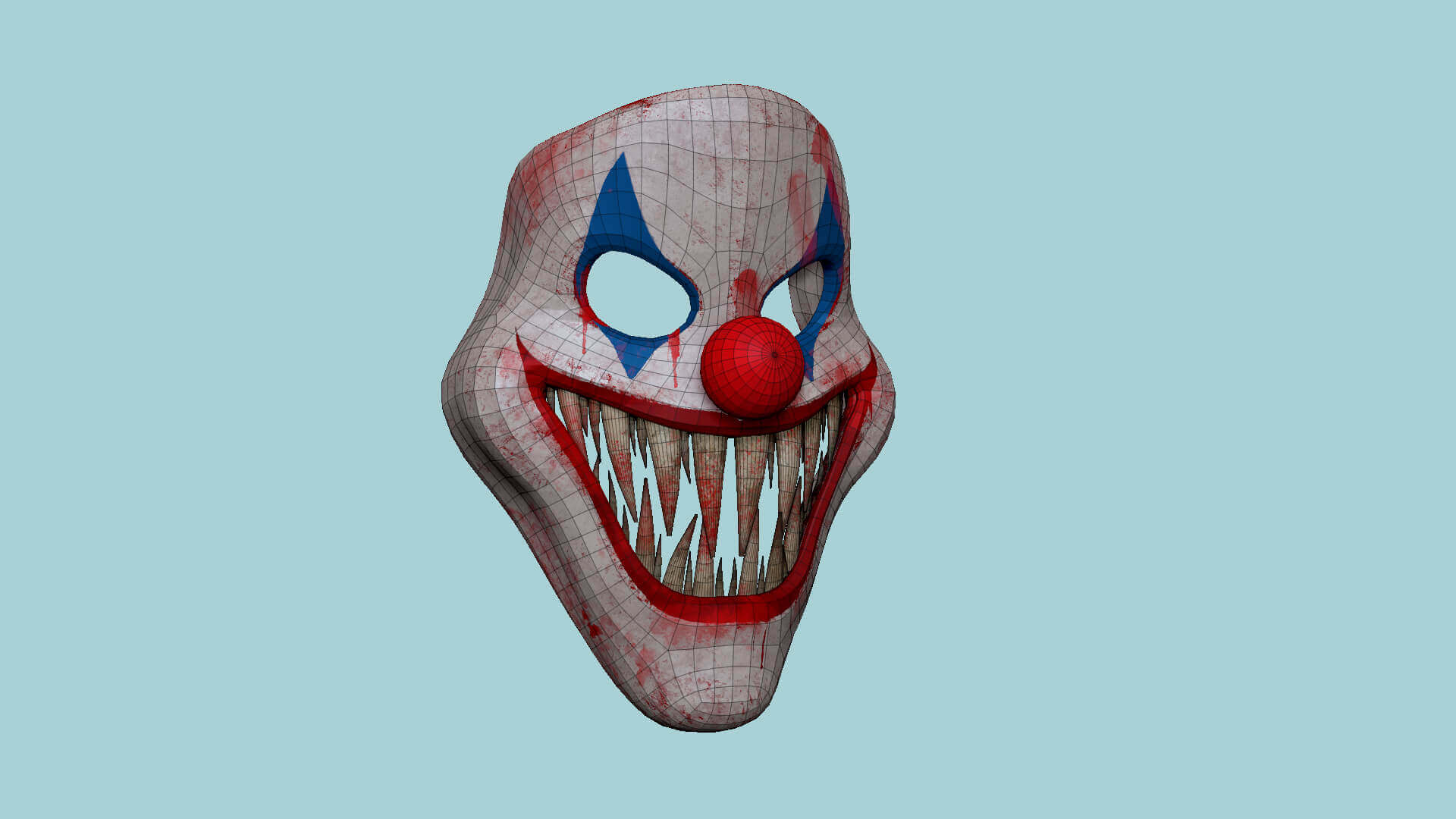 Clown Terror Mask 04 - Red Blood 3D Model by gsommer