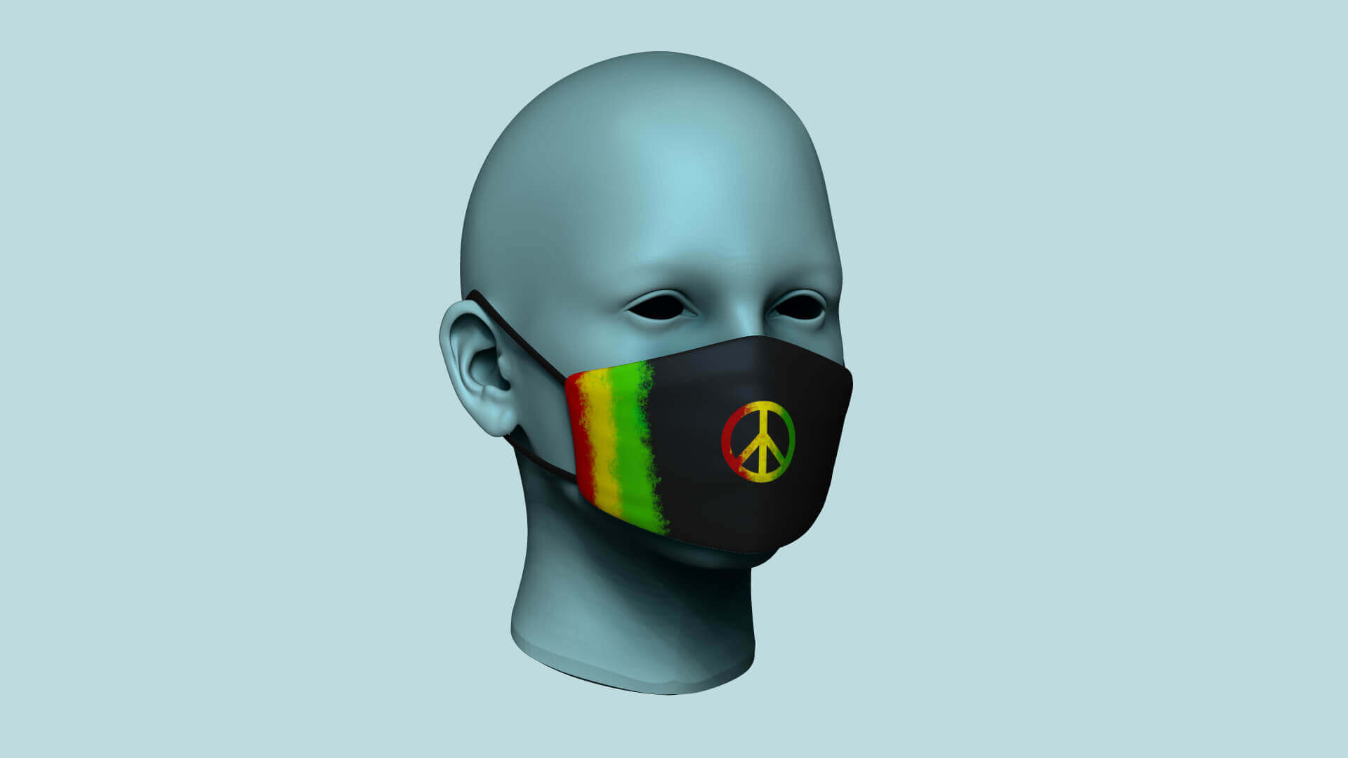 COVID Mask 09 - Peace Reggae 3D Model by gsommer
