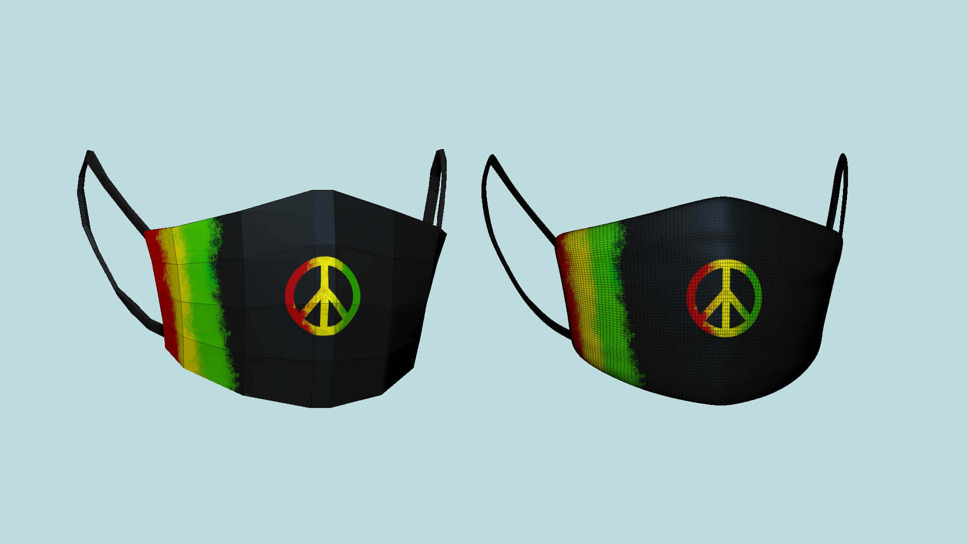 COVID Mask 09 - Peace Reggae 3D Model by gsommer