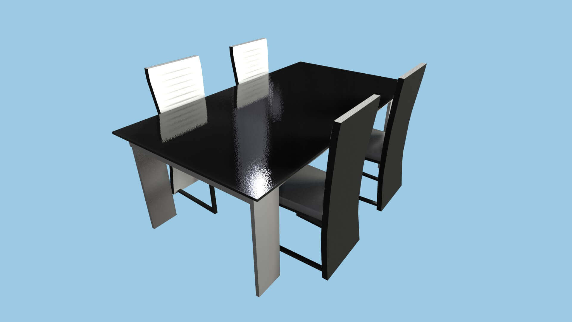 Dining Table 02 - Black and White 3D Model by gsommer