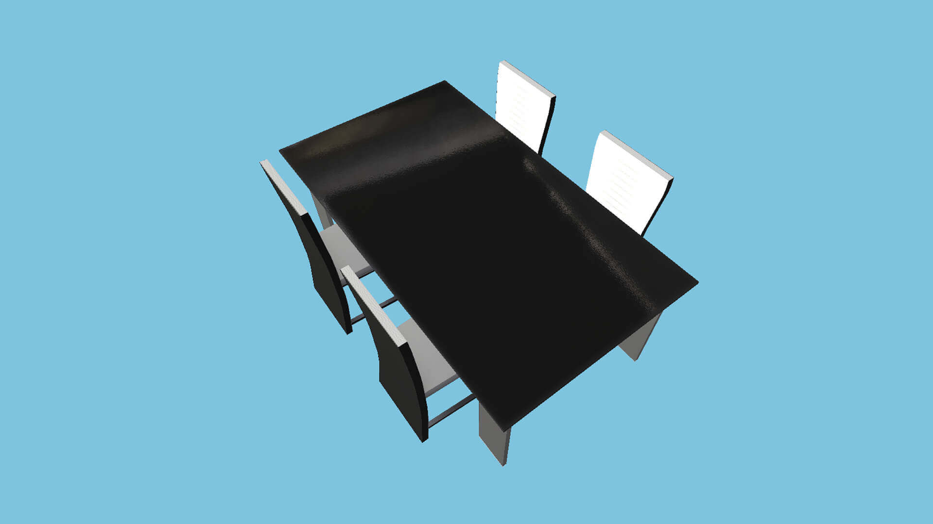 Dining Table 02 - Black and White 3D Model by gsommer