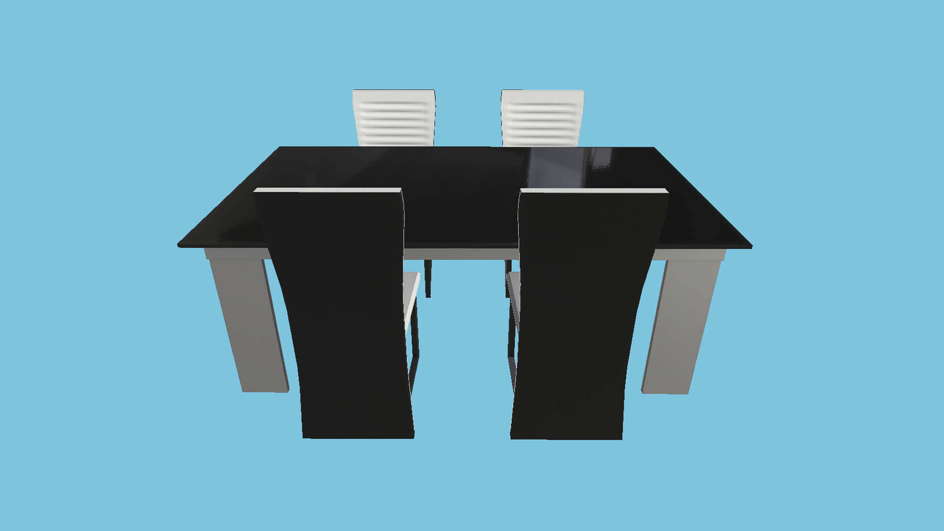 Dining Table 02 - Black and White 3D Model by gsommer