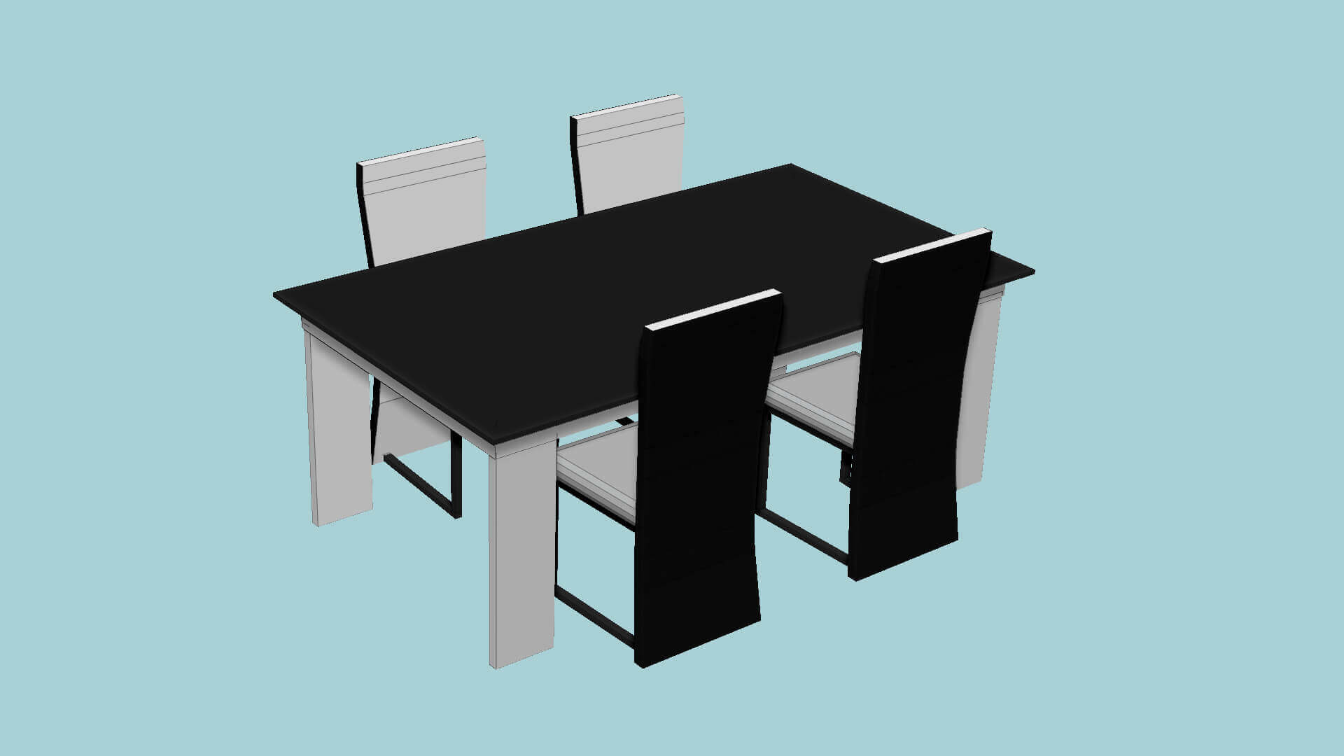 Dining Table 02 - Black and White 3D Model by gsommer
