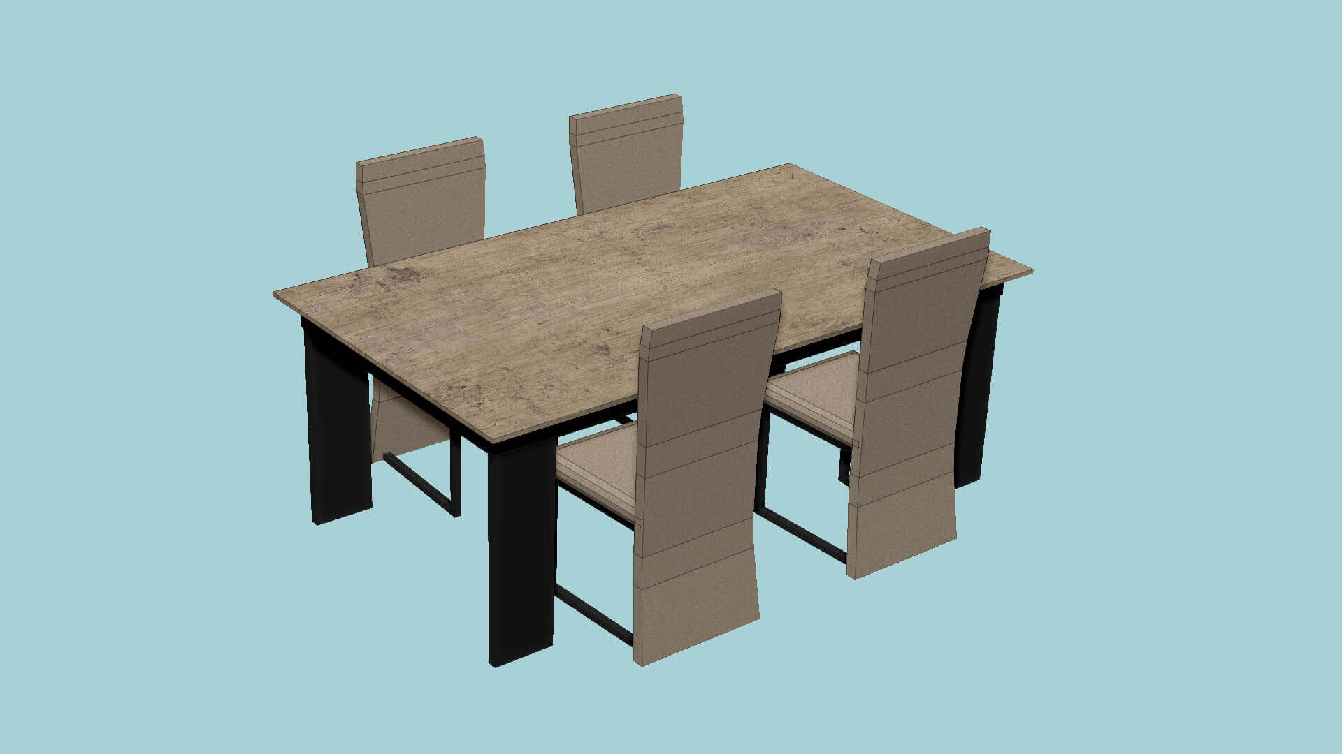 Dining Table 03 - Black Wood - 3D Model by gsommer