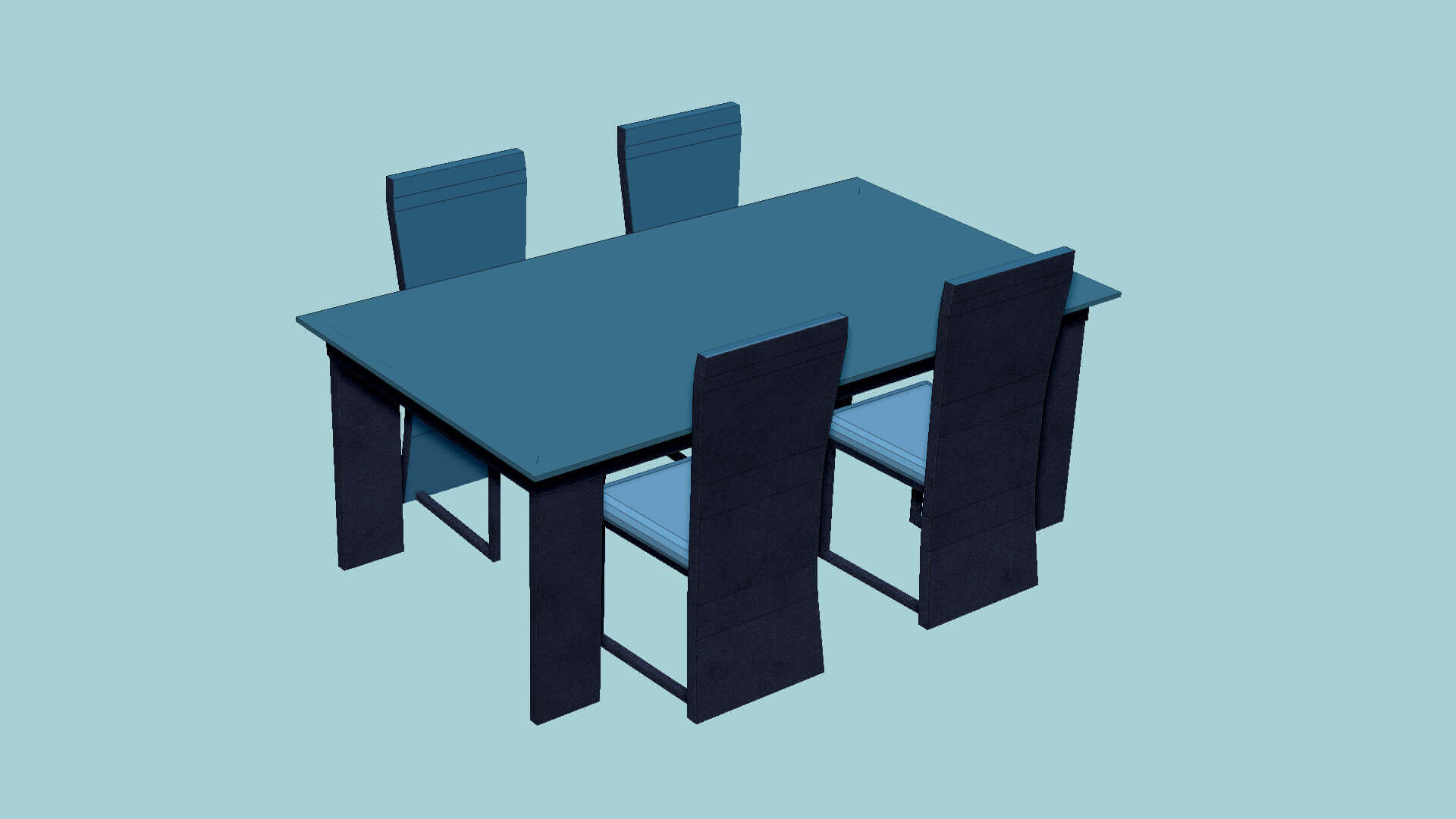 Dining Table 04 - Blue Glass 3D Model by gsommer