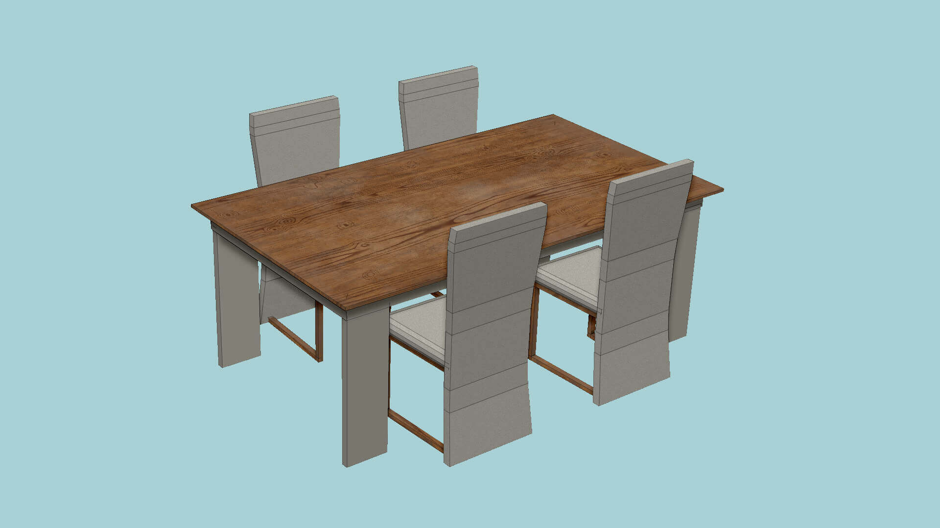 Dining Table 05 - White Wood 3D Model by gsommer