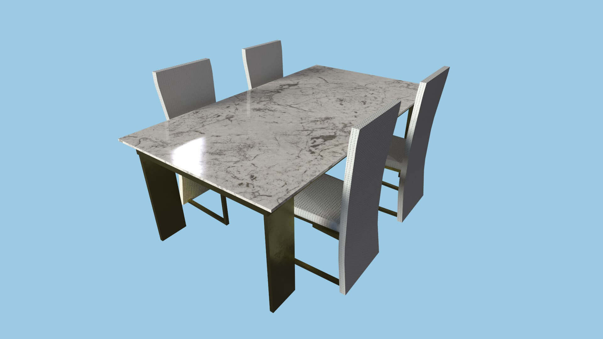 Dining Table 09 - Marble White 3D Model by gsommer