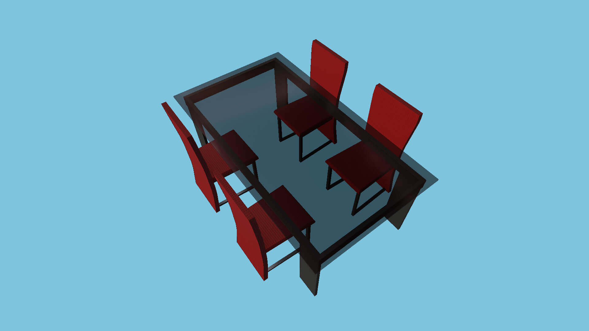 Dining Table 10 - Red Glass 3D Model by gsommer