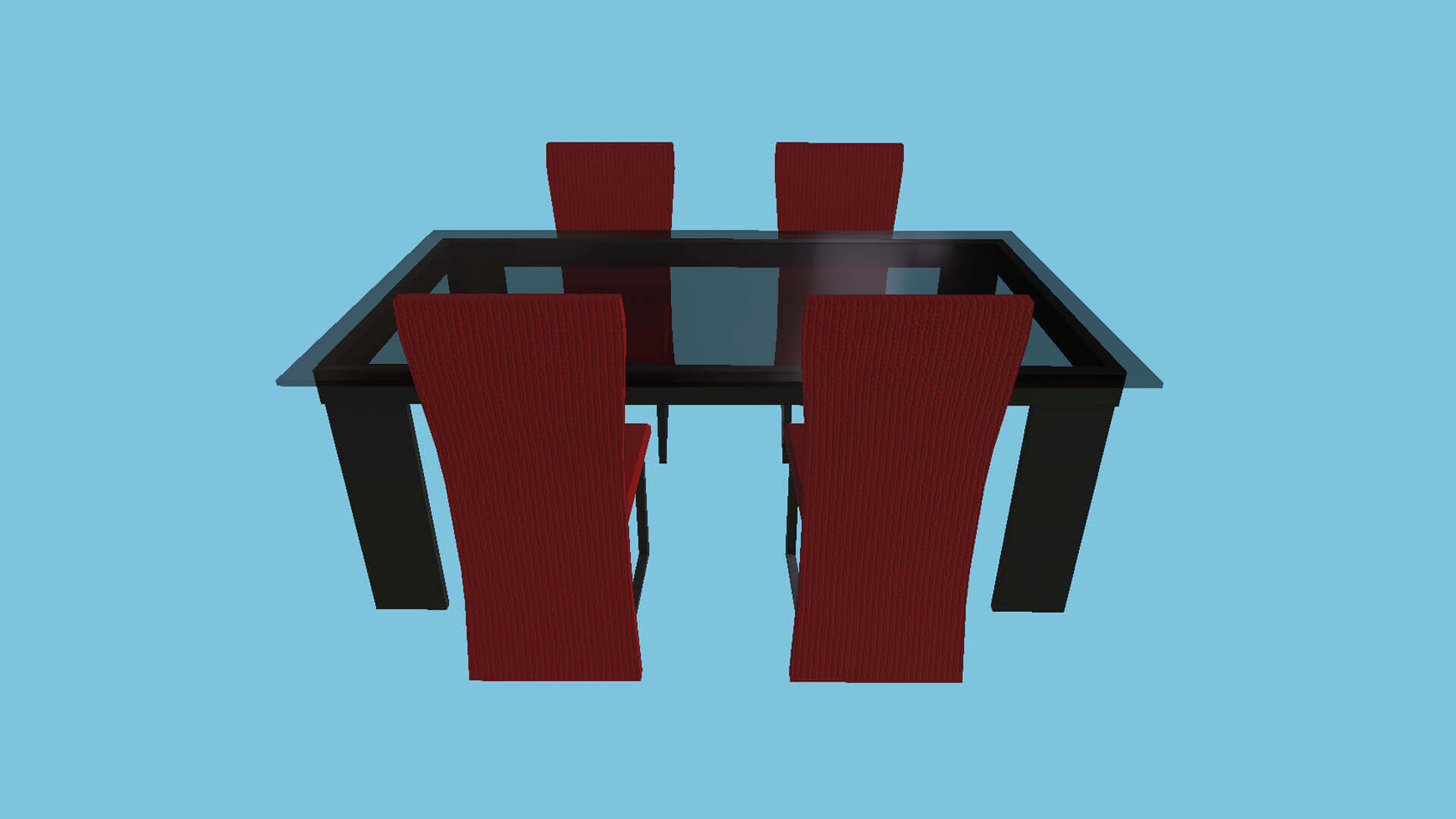Dining Table 10 - Red Glass 3D Model by gsommer