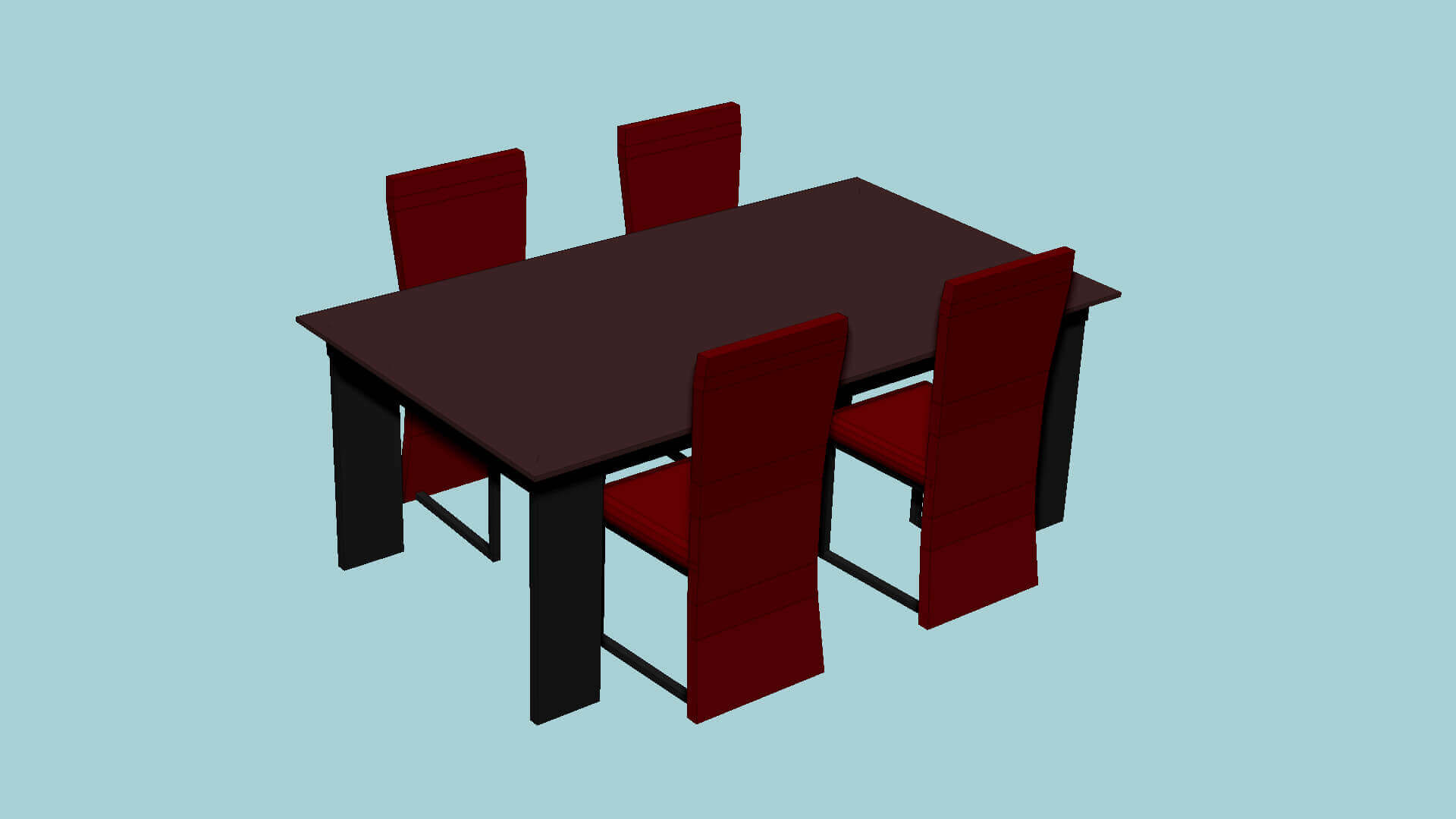 Dining Table 10 - Red Glass 3D Model by gsommer
