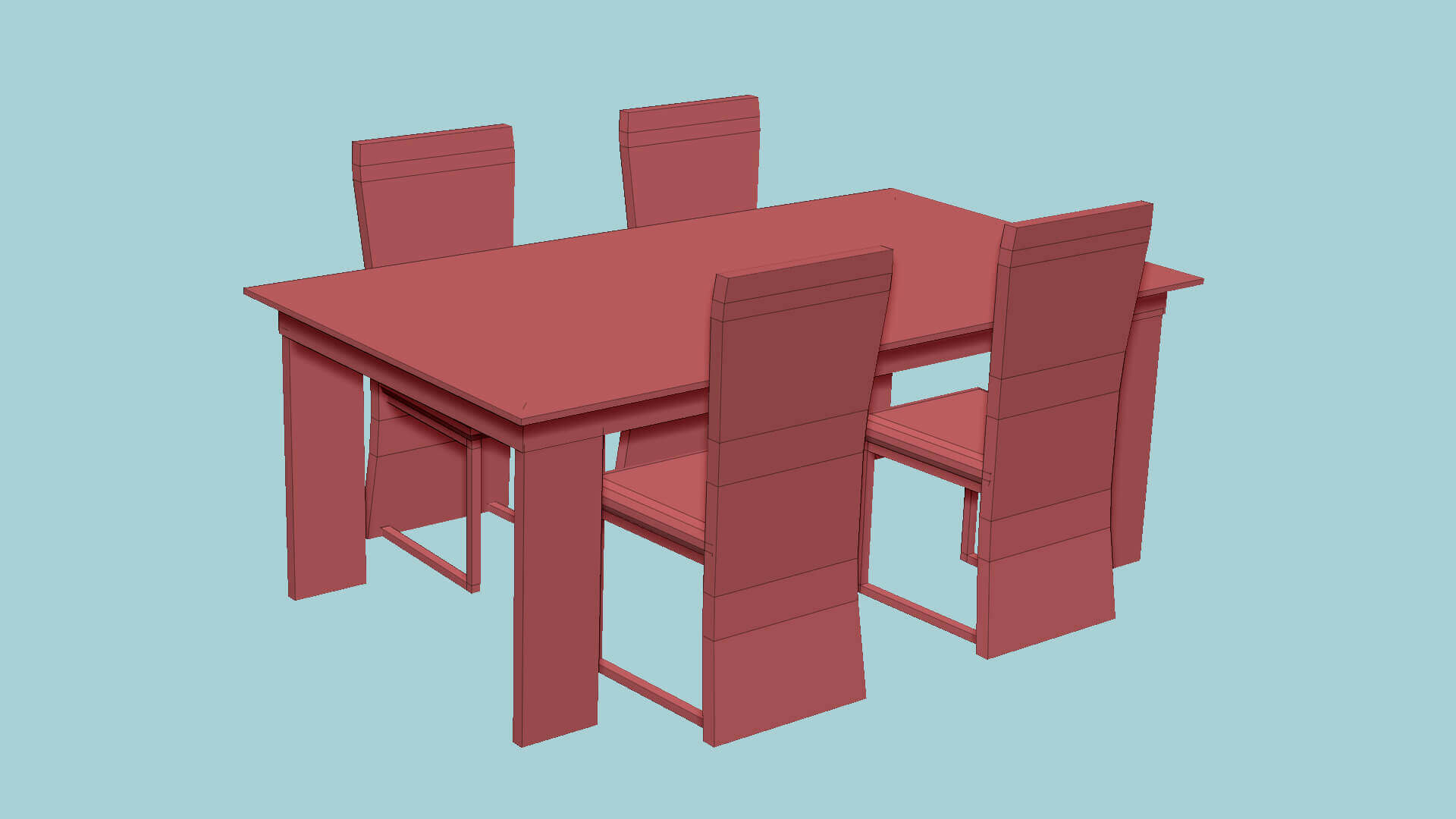 Dining Table 10 - Red Glass 3D Model by gsommer