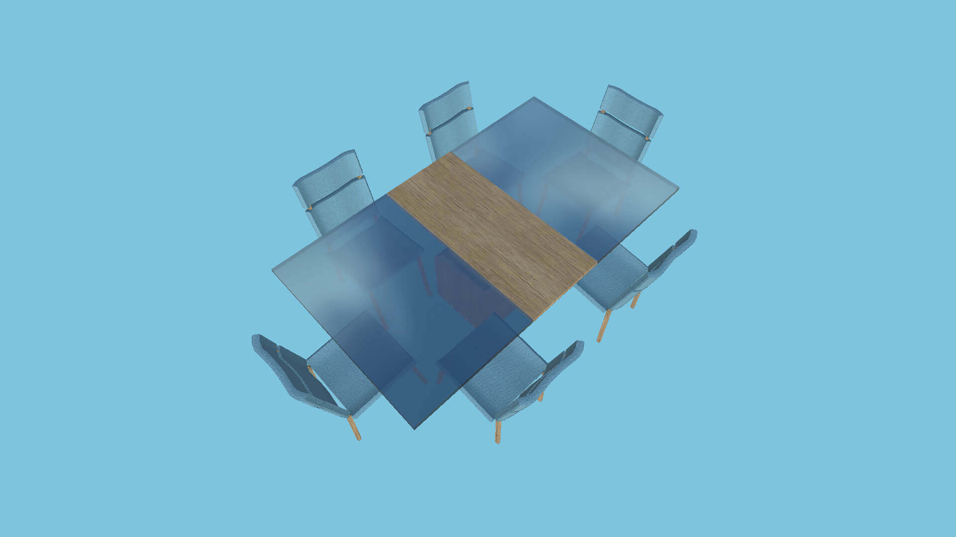 Dining Table 19 - Blue Glass 3D Model by gsommer