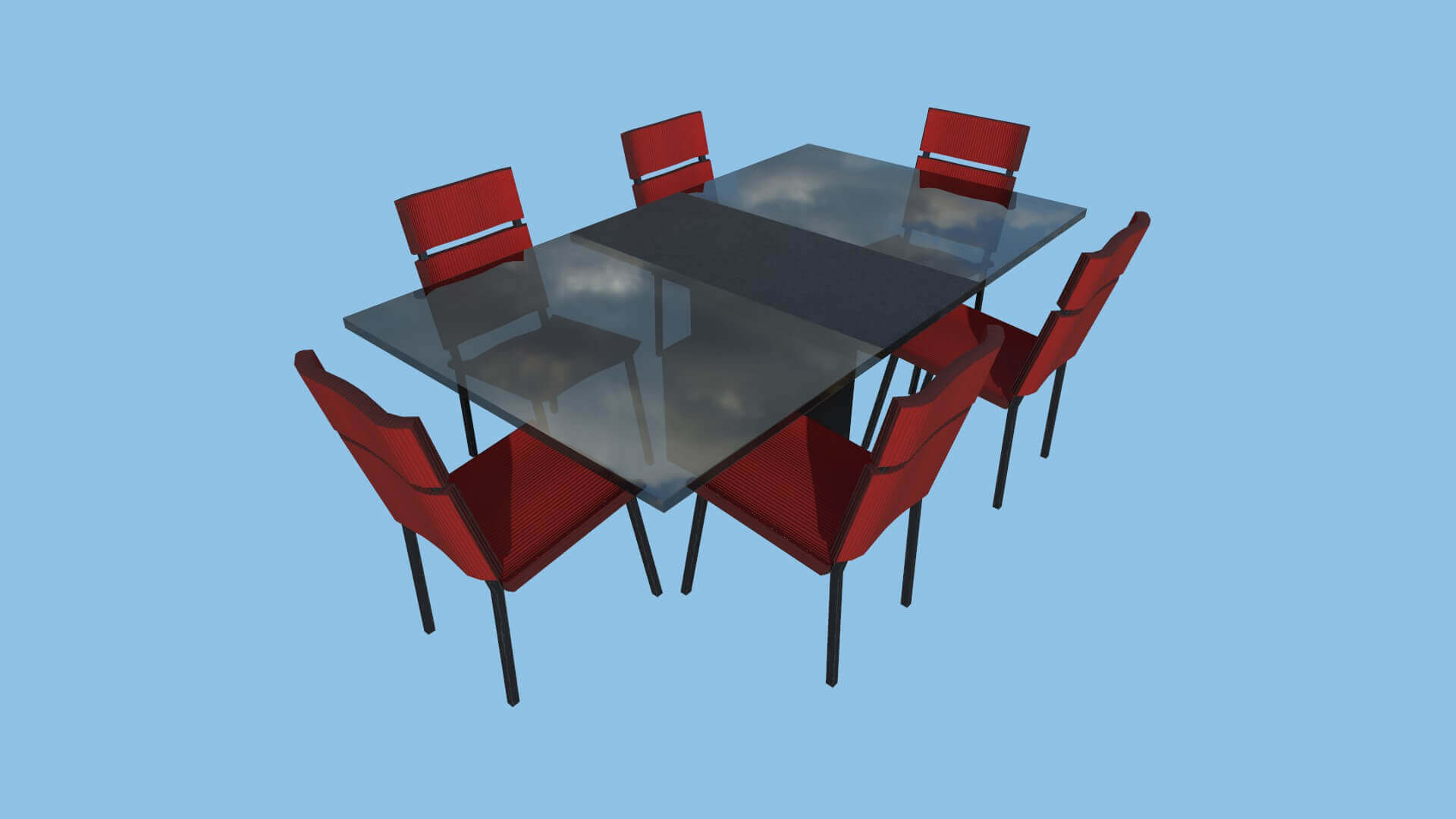Dining Table 20 - Red Glass 3D Model by gsommer