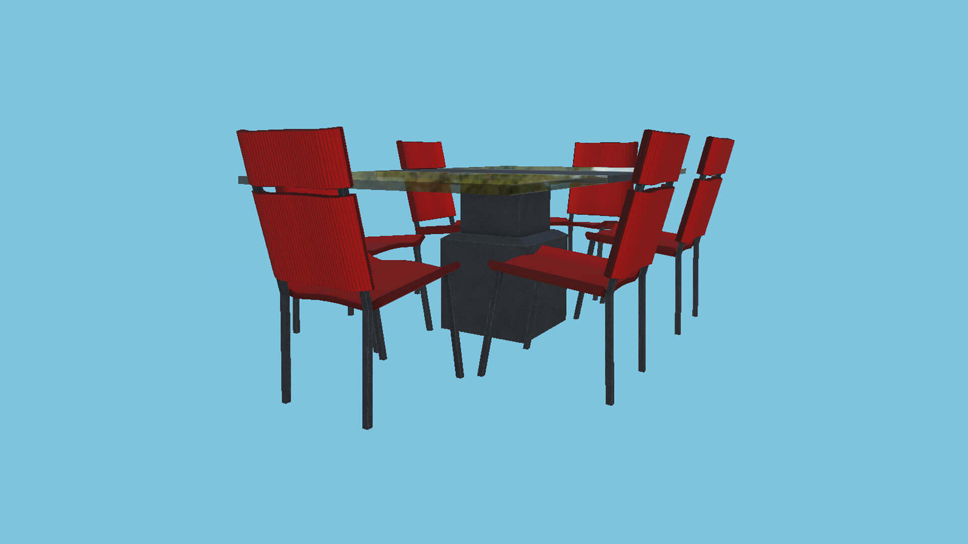 Dining Table 20 - Red Glass 3D Model by gsommer
