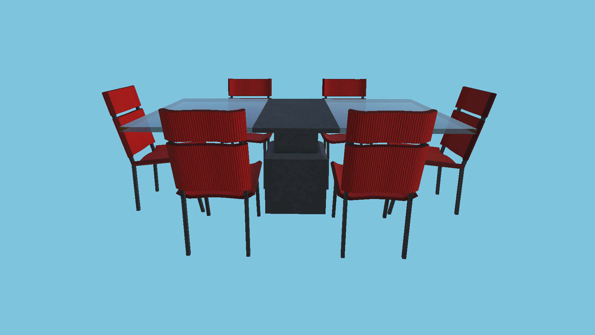 Dining Table 20 - Red Glass 3D Model by gsommer