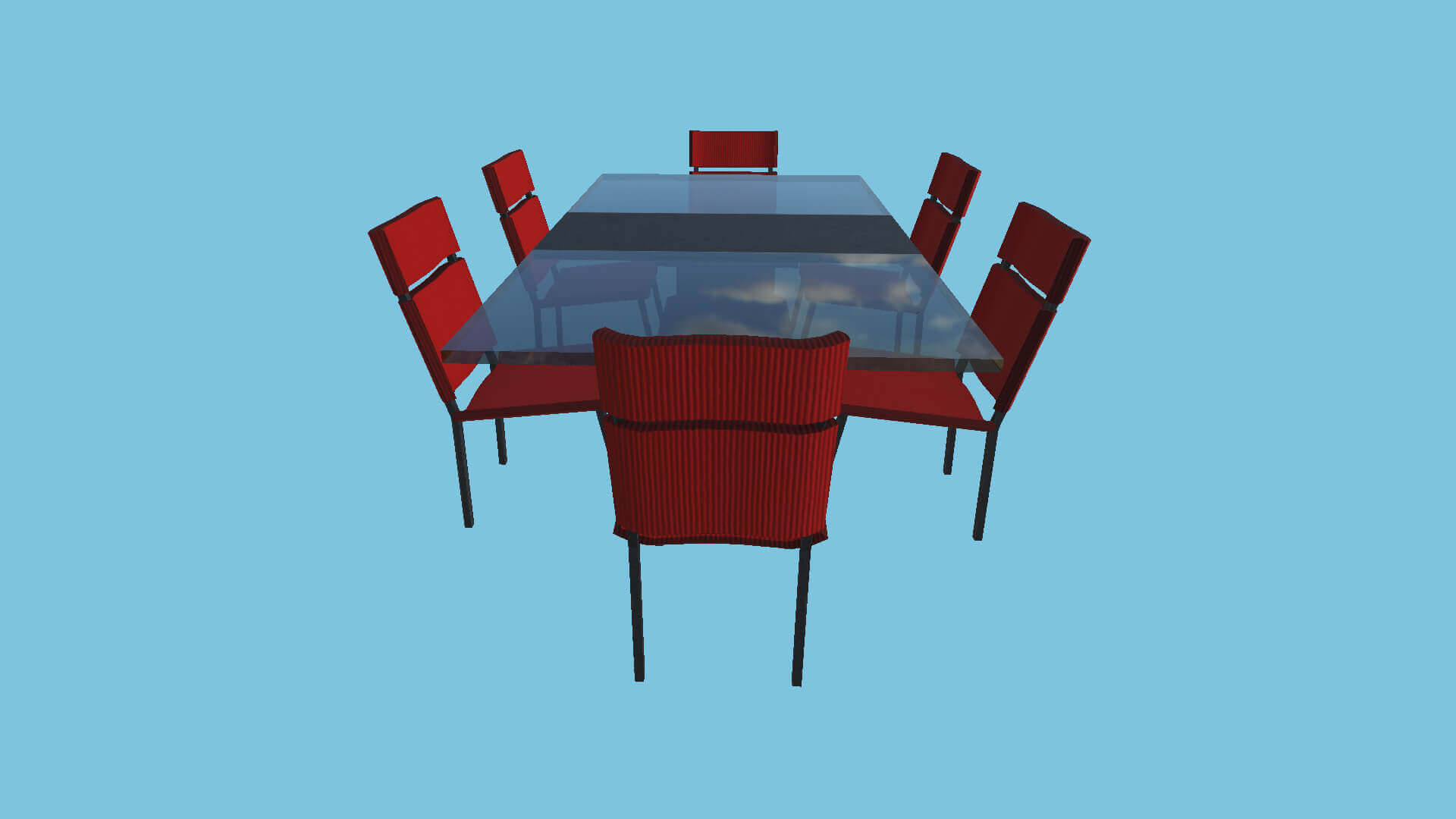 Dining Table 20 - Red Glass 3D Model by gsommer