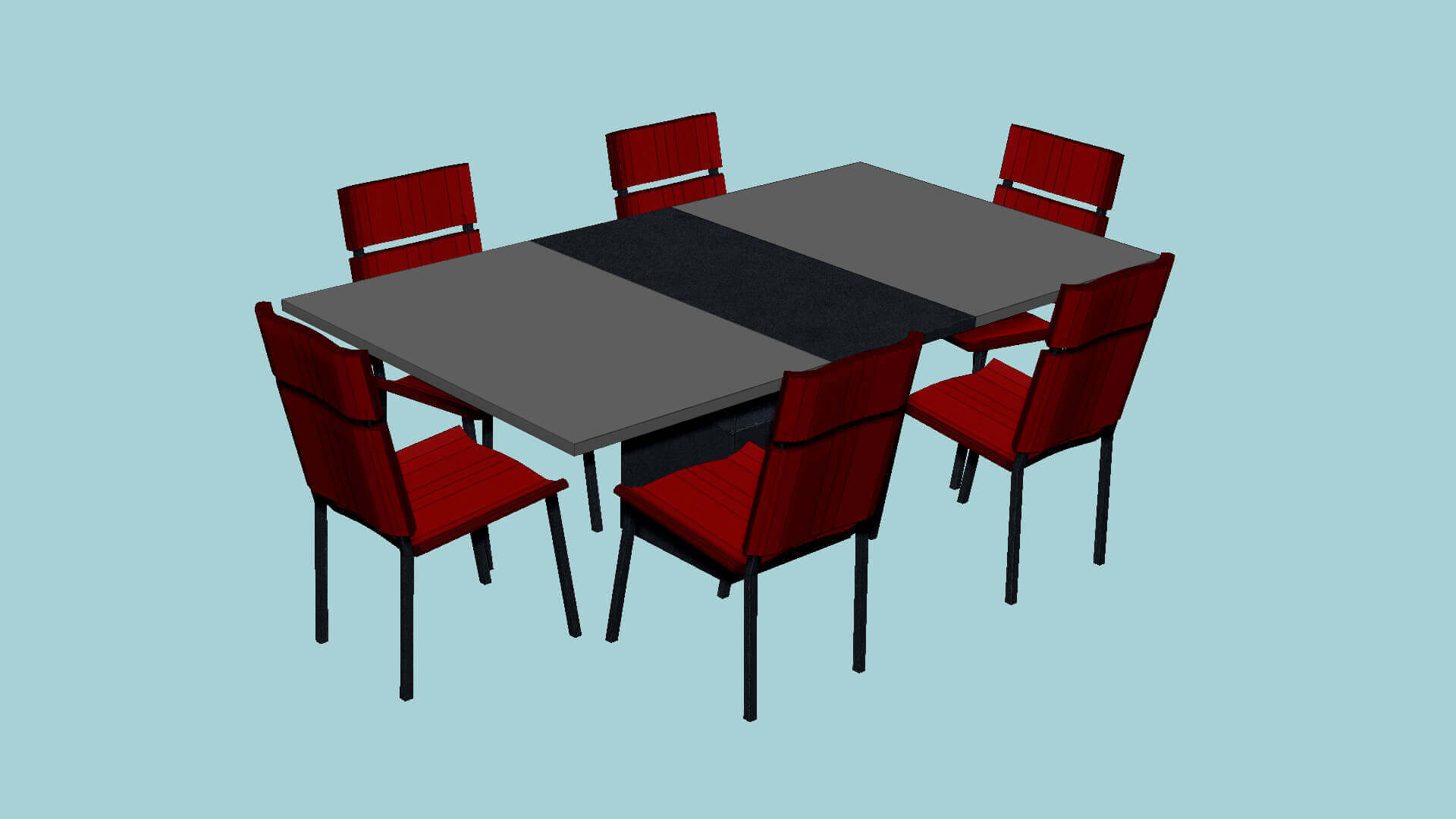 Dining Table 20 - Red Glass 3D Model by gsommer